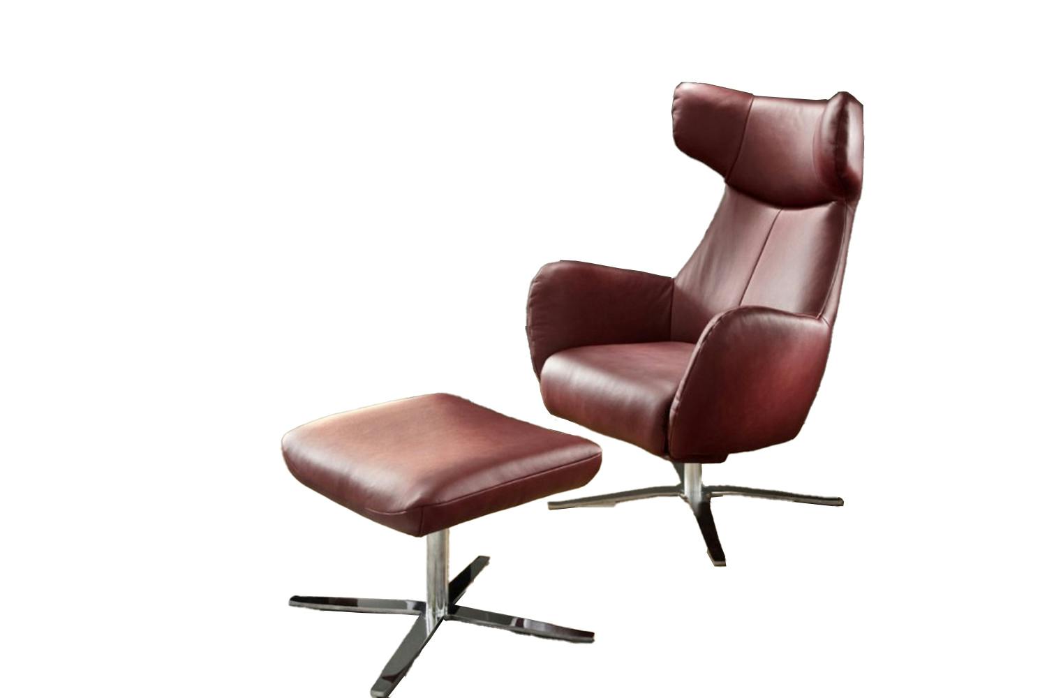 KAWOLA Sessel RANDY inkl. Hocker Leder rot | METRO
