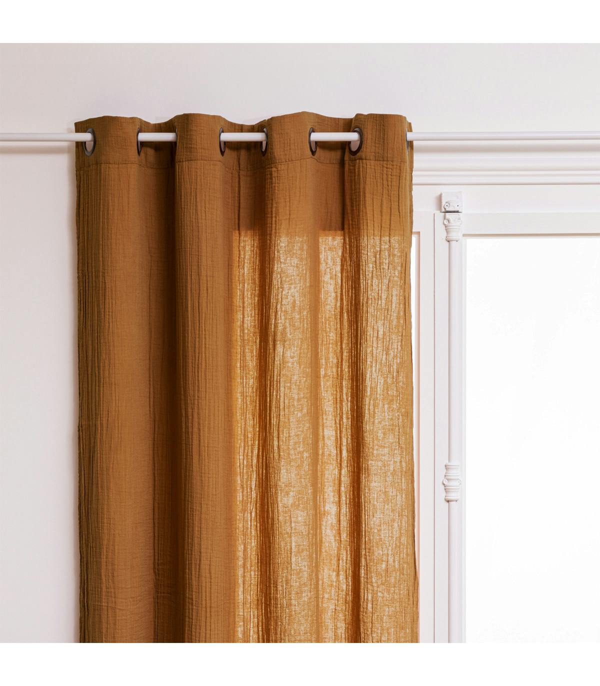 Rideau à œillets en coton Brun Cannelle 130 x 260 cm | METRO