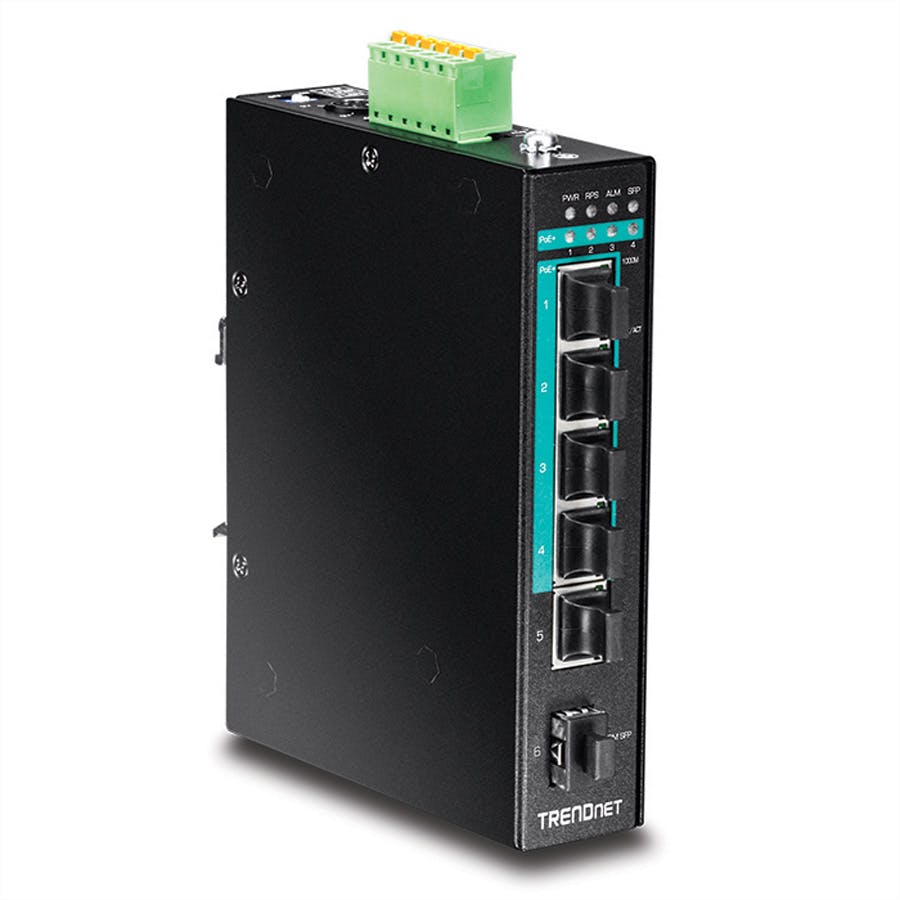 TRENDnet TI-PG541 5-poorts geharde industriële Gigabit PoE+ Switch DIN ...