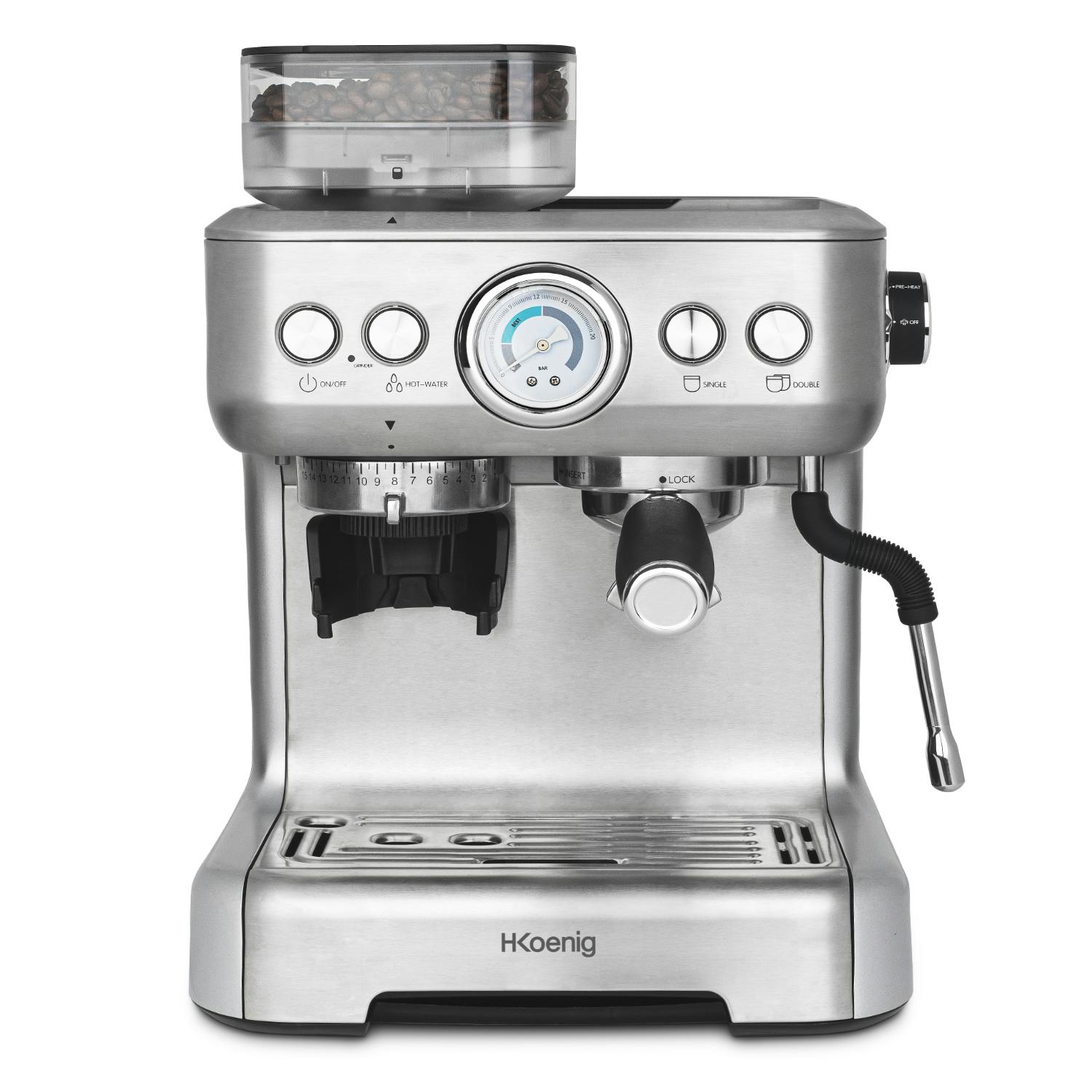 H.KOENIG Cafetera para espresso EXPRO980 con molinillo integrado, 20 ...