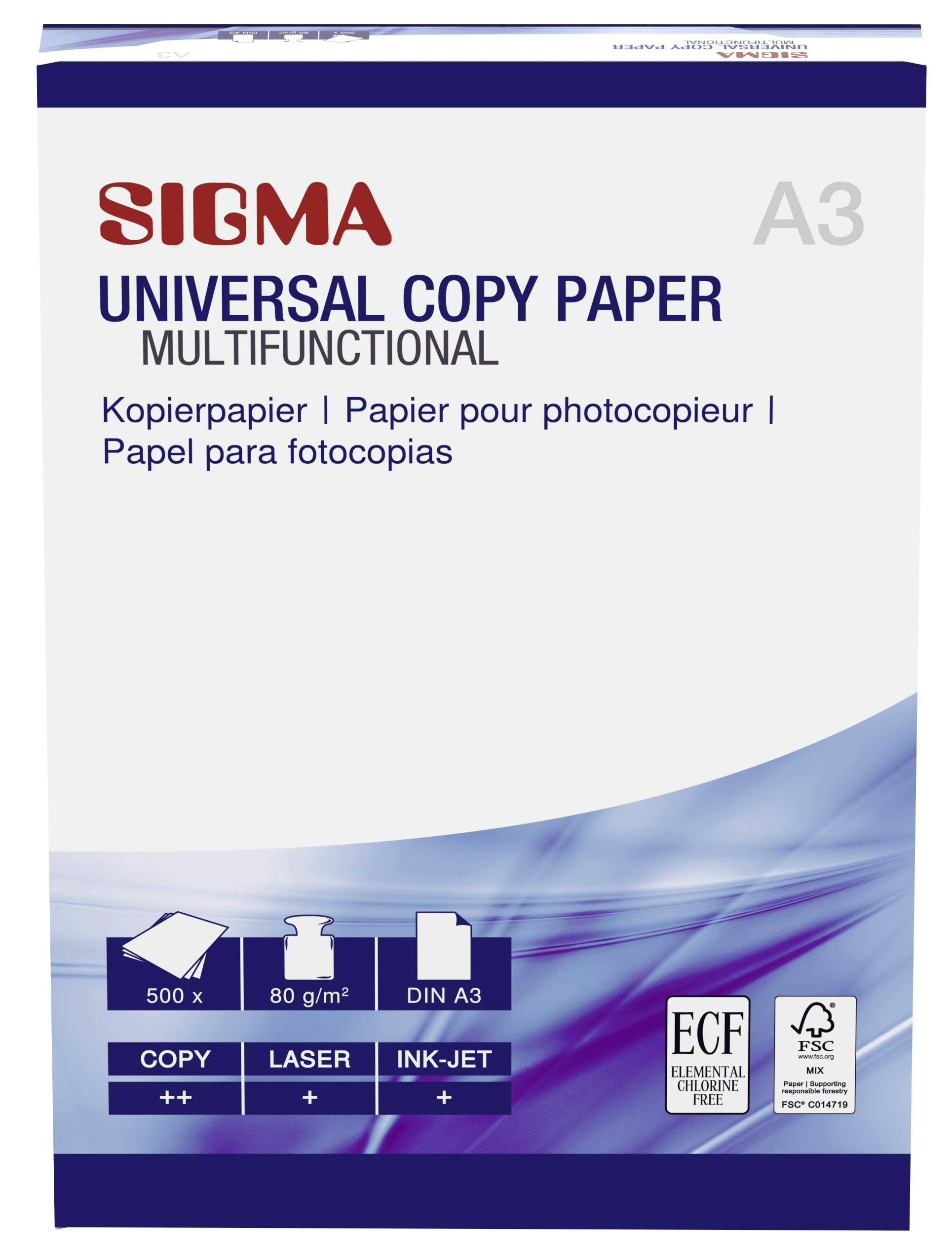 SIGMA format A3 Papier à copier universel, 80 g/m², blanc, 500 feuilles ...