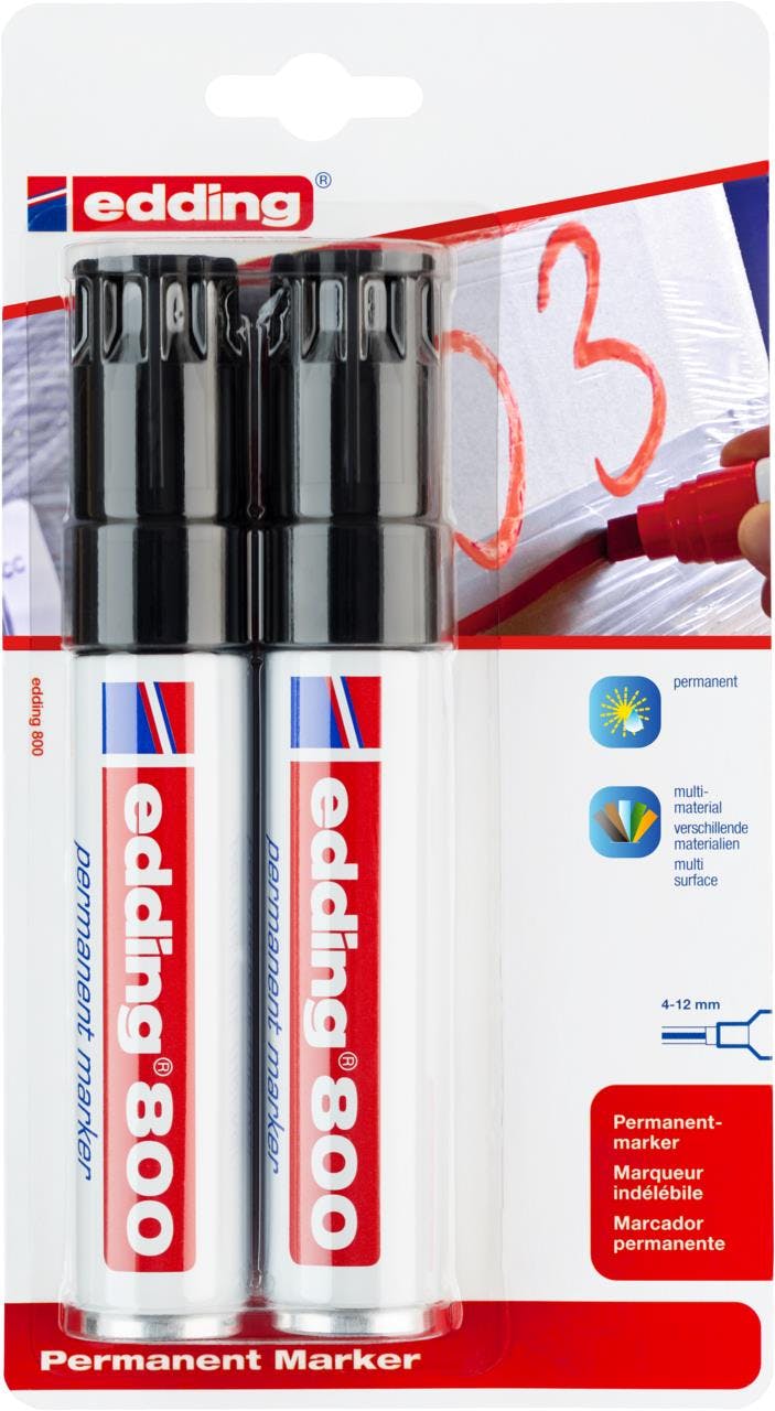 edding 800 Permanentmarker schwarz (2er Blister) | METRO