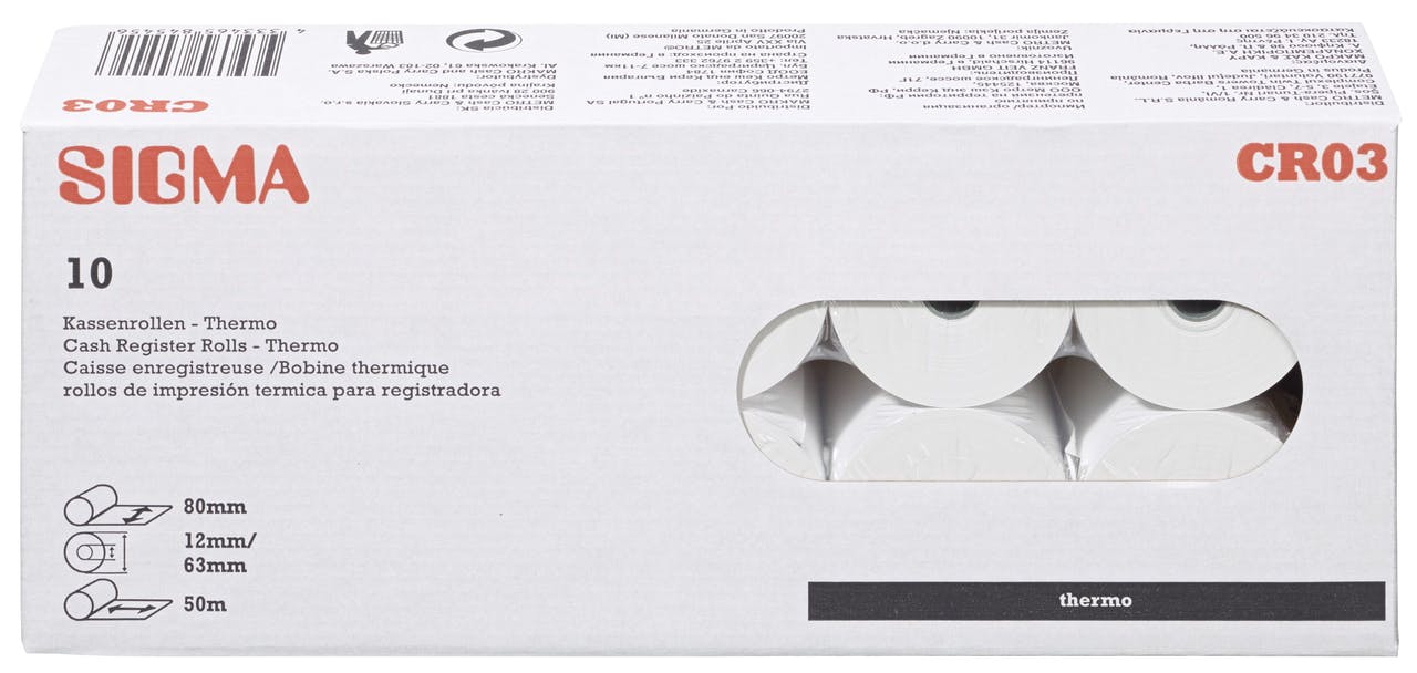 10er Pack Sigma Kassenrollen Thermo - 80mm x 50m | METRO Marktplatz