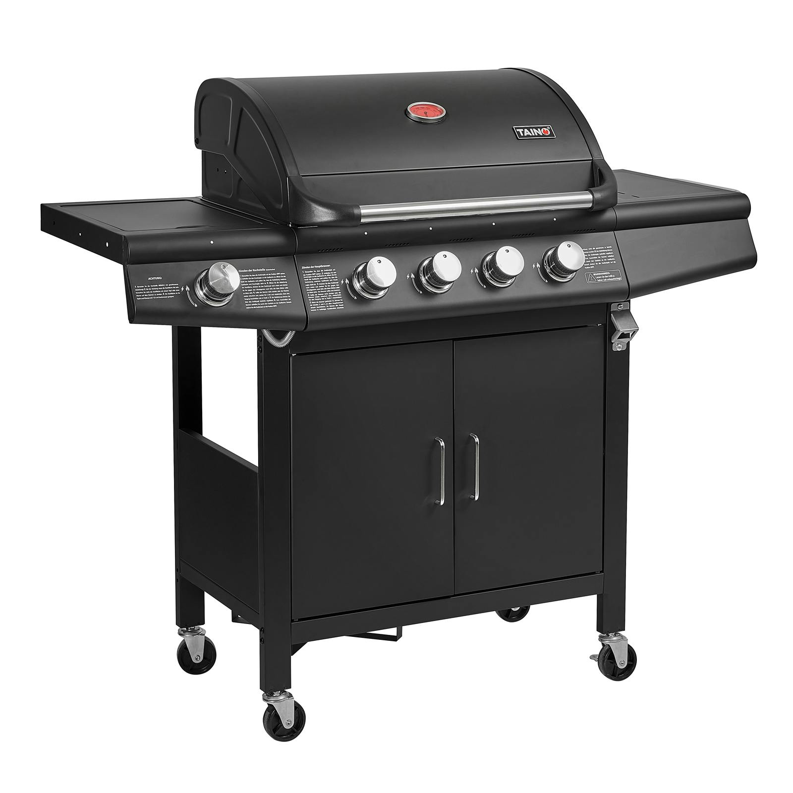 TAINO RED 4+1 Gasgrill Grillwagen BBQ RVS Brander Gasgrill Zwart | Makro