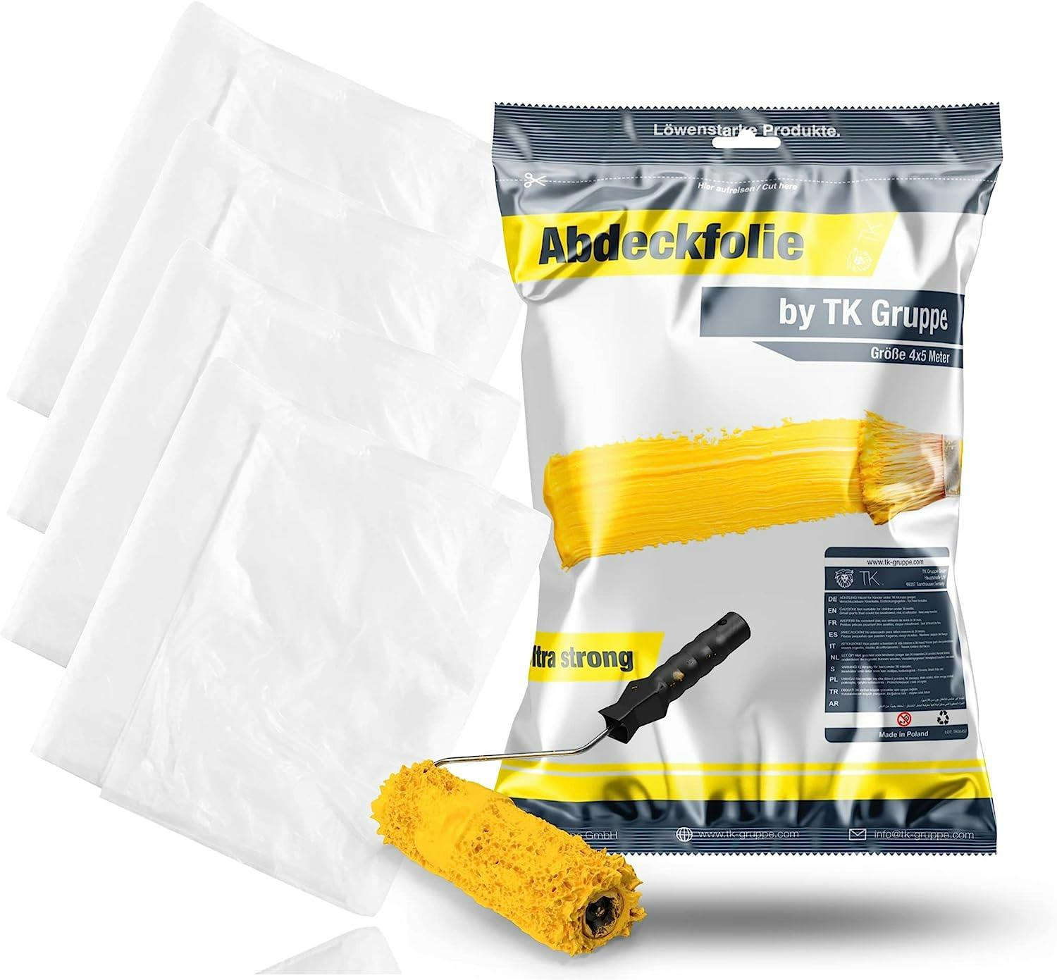 8x Easy Clean - 4 x 5 m - 200 qm - extra stark - Abdeckfolie Maler ...