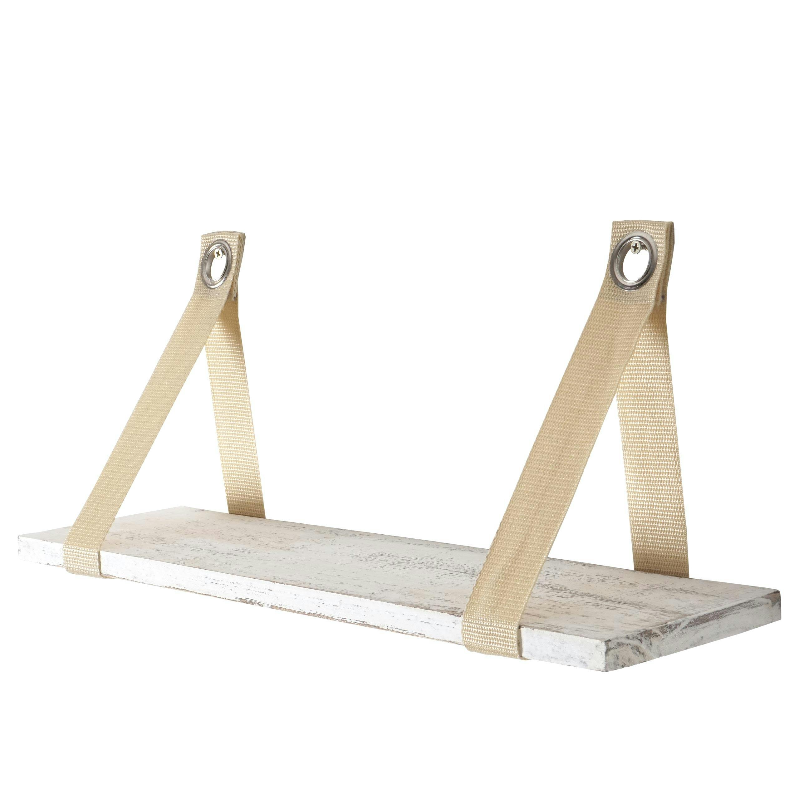 Wandplank Var, hangplank Plank, shabby look, vintage 21x50cm ~ wit | Makro