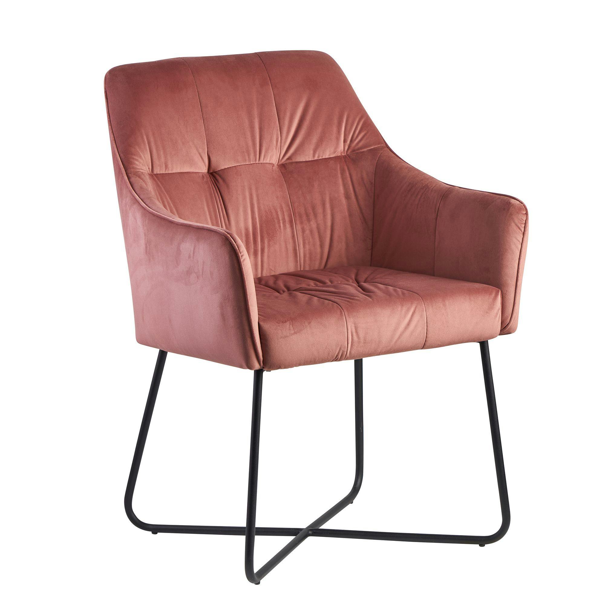 WOHNLING Esszimmerstuhl Rosa Samt Gepolstert Küchenstuhl Stuhl ...