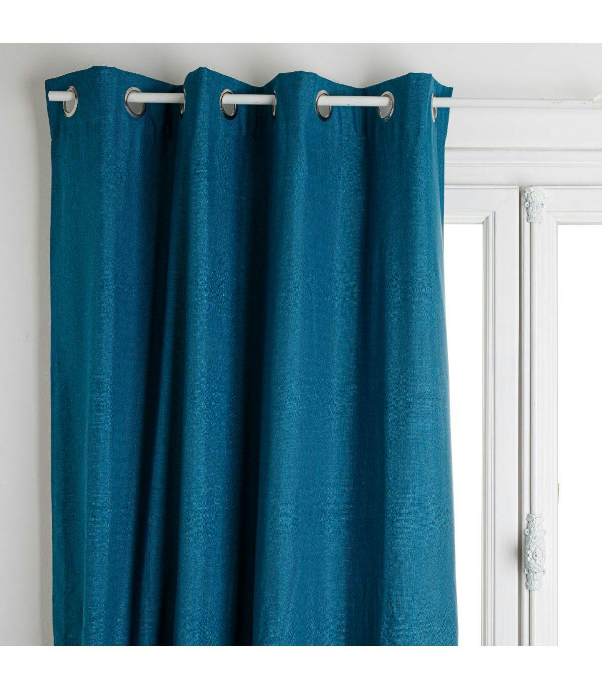 Rideau à œillets Occultant en tissu Bleu Canard 140 x 260 cm | METRO