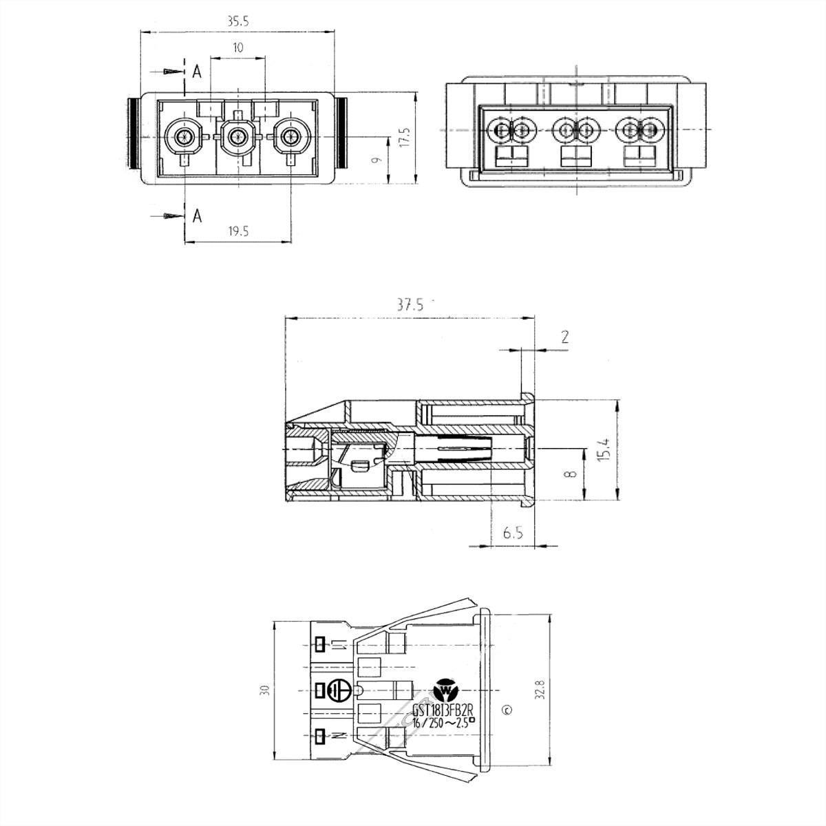 BACHMANN Einbaustecker GST18/3 schwarz | METRO