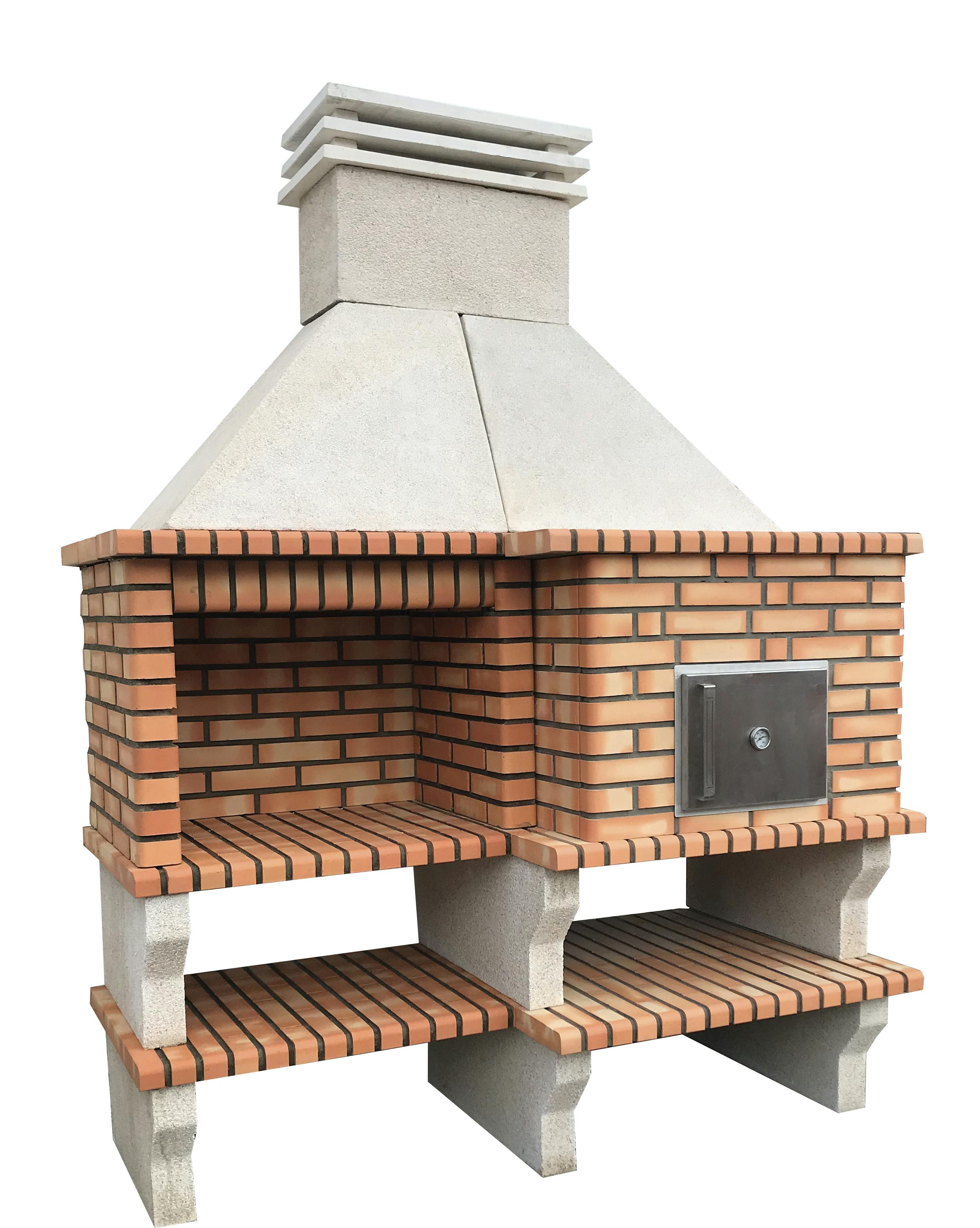 BARBECUE OVEN - Barbecue en brique réfractaire et ciment, avec four en ...