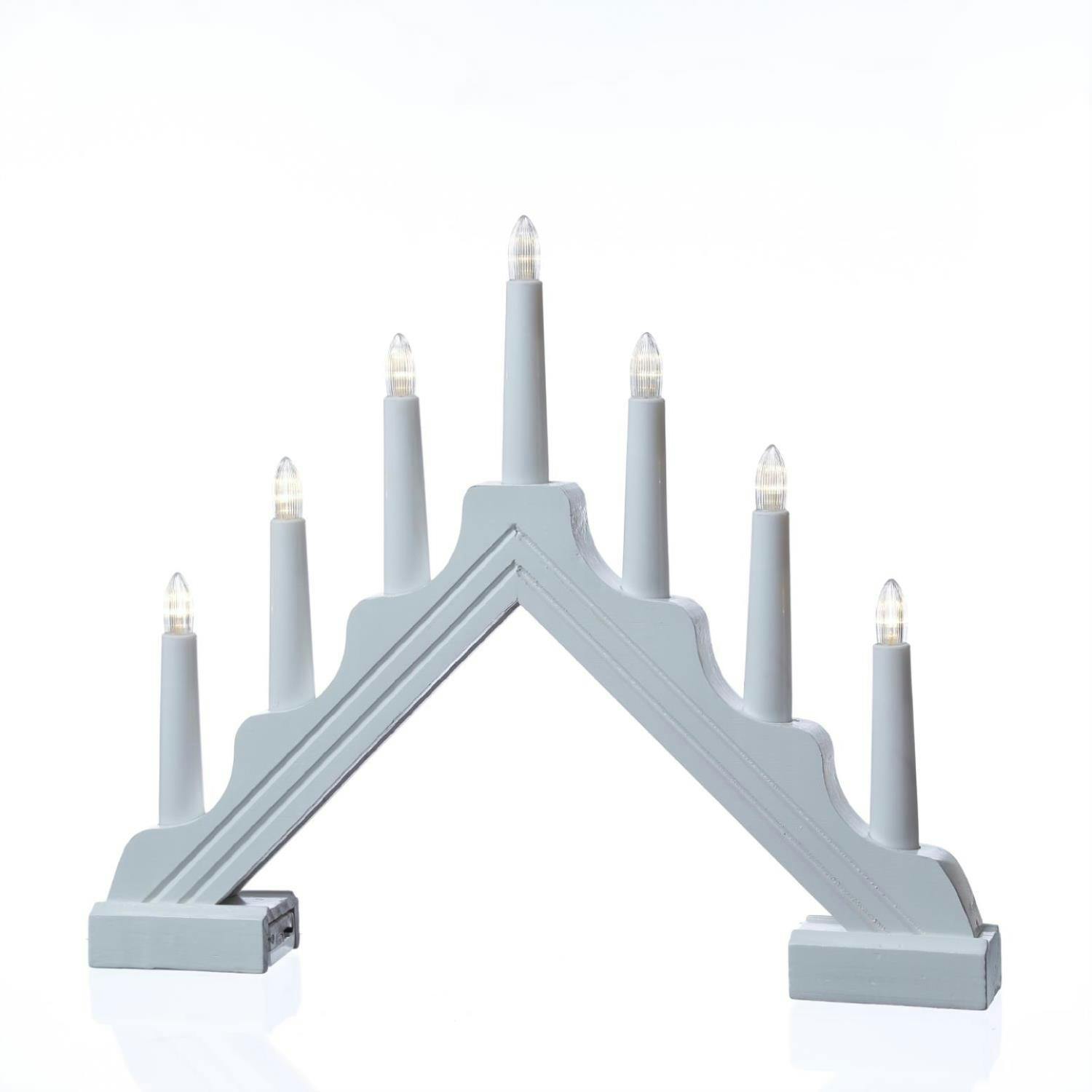 LED Lichterbogen Schwibbogen Weihnachtsleuchter 7 Kerzen Timer L: 39cm ...