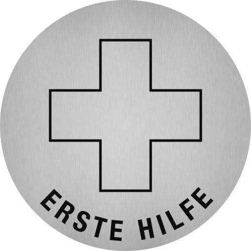 Aufkleber - Piktogramm Erste Hilfe, Edelstahl, selbstklebend, Ø 50 mm ...