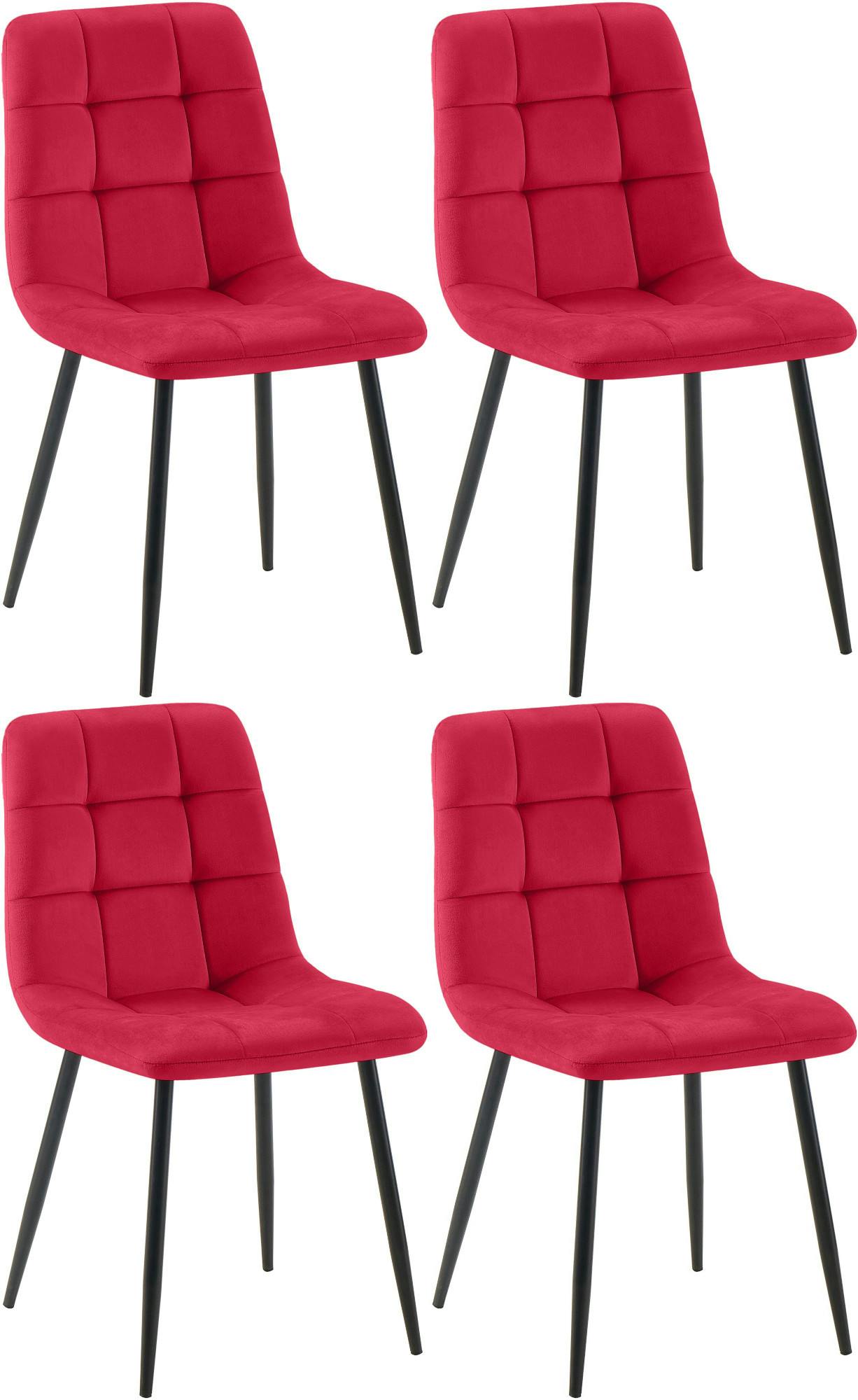 Lote de 4 sillas de comedor Tilde Rojo/Terciopelo | Makro