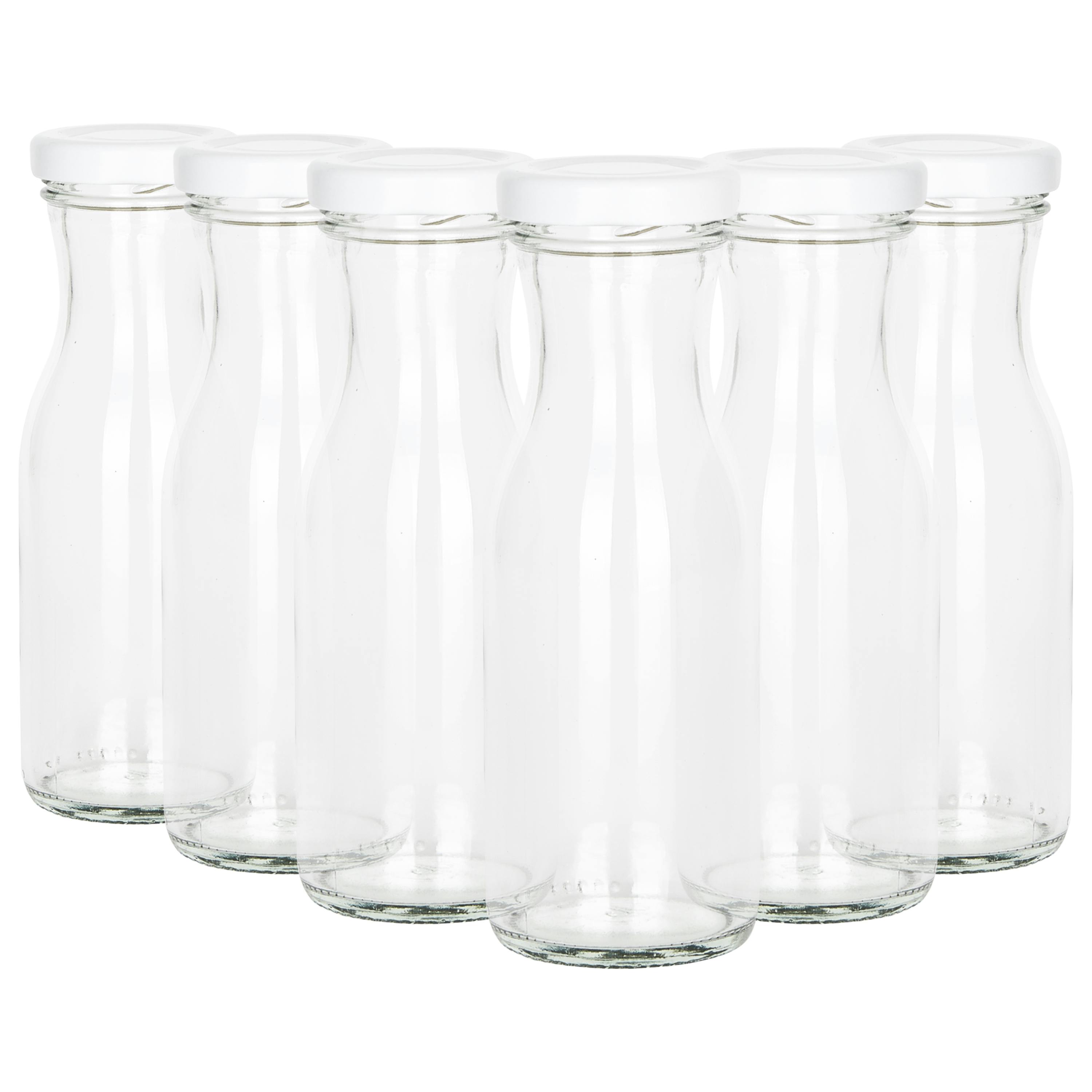 6er Set Weithalsflasche Karaffe 150 ml + To 43 Deckel weiß | METRO