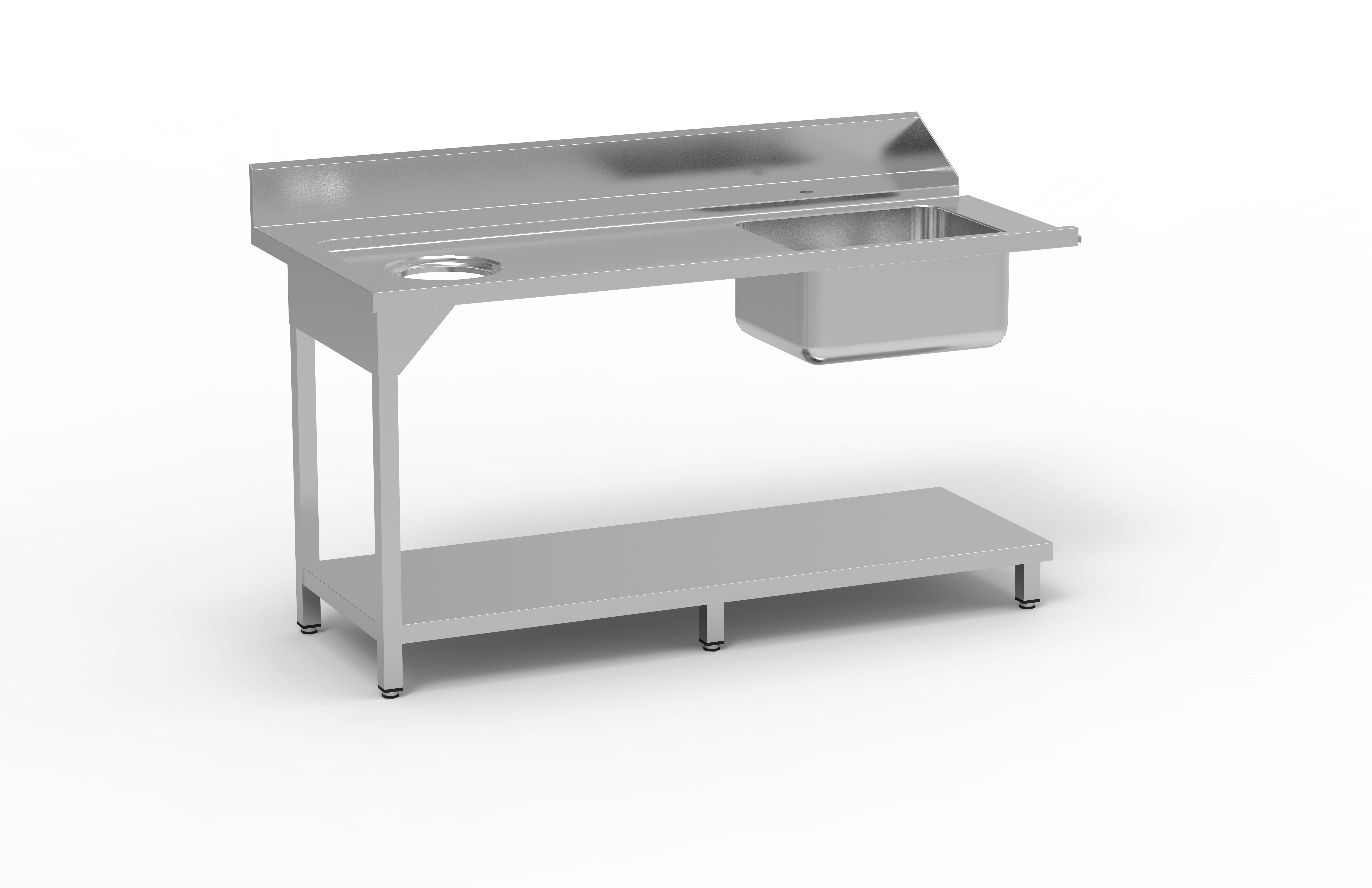 ERATOS Table De Prelavage Avec Trou Vide Dechet Avec Bac 500X400X250 Aisi-304 18/10 ...