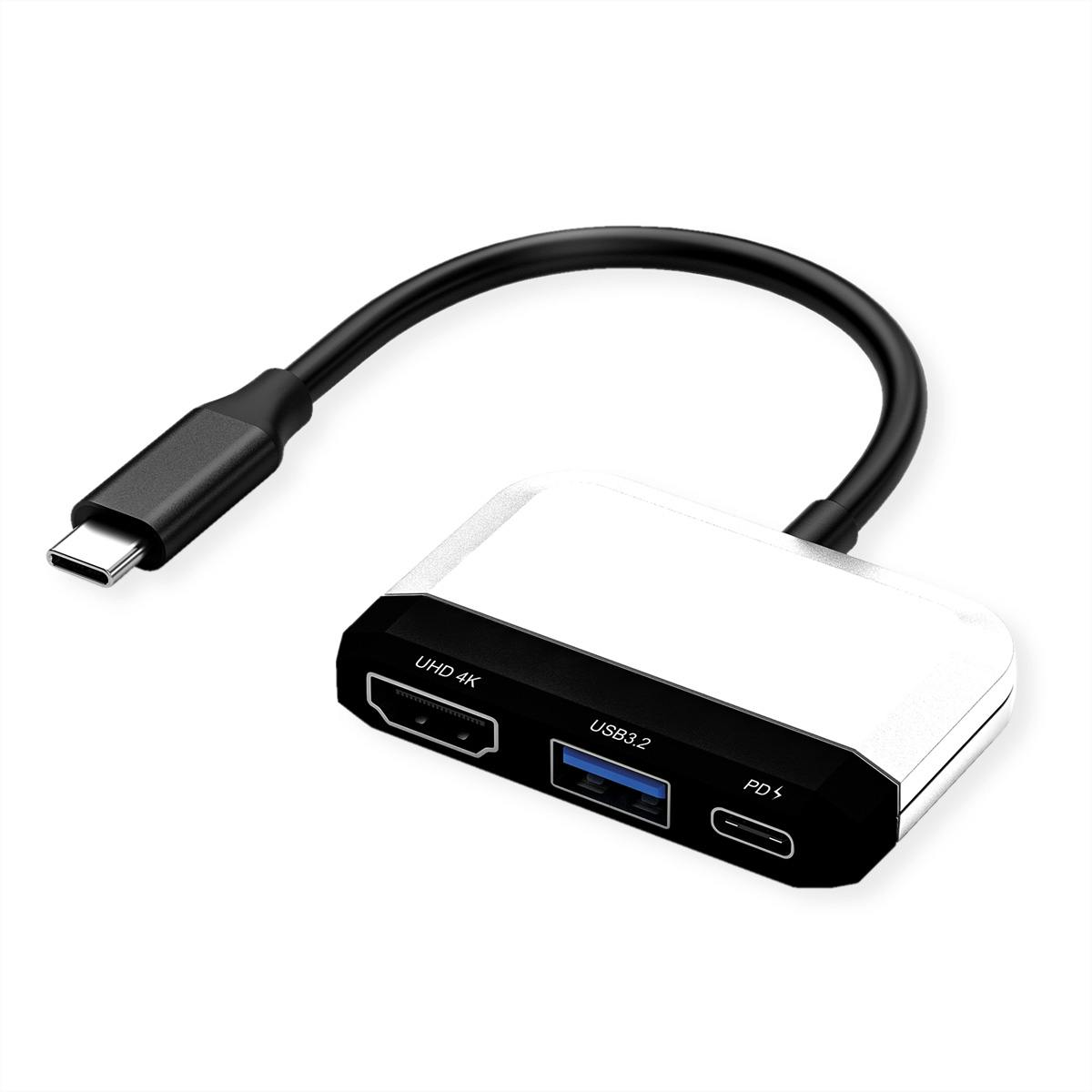 VALUE Beeldschermadapter USB Typ C - HDMI, USB 3.2 Gen 1 Type A, Type C ...