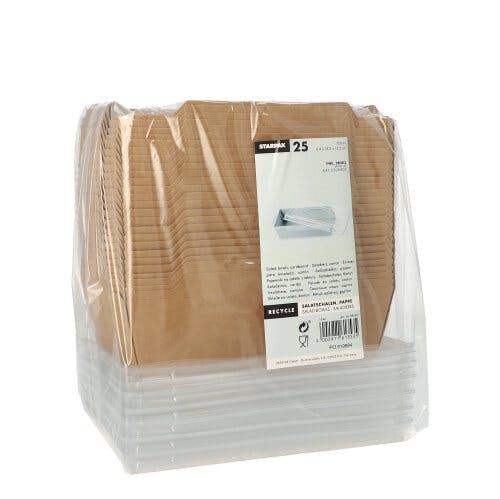 250 Stück Salatschalen To Go aus Pappe, eckig 700 ml braun mit ...