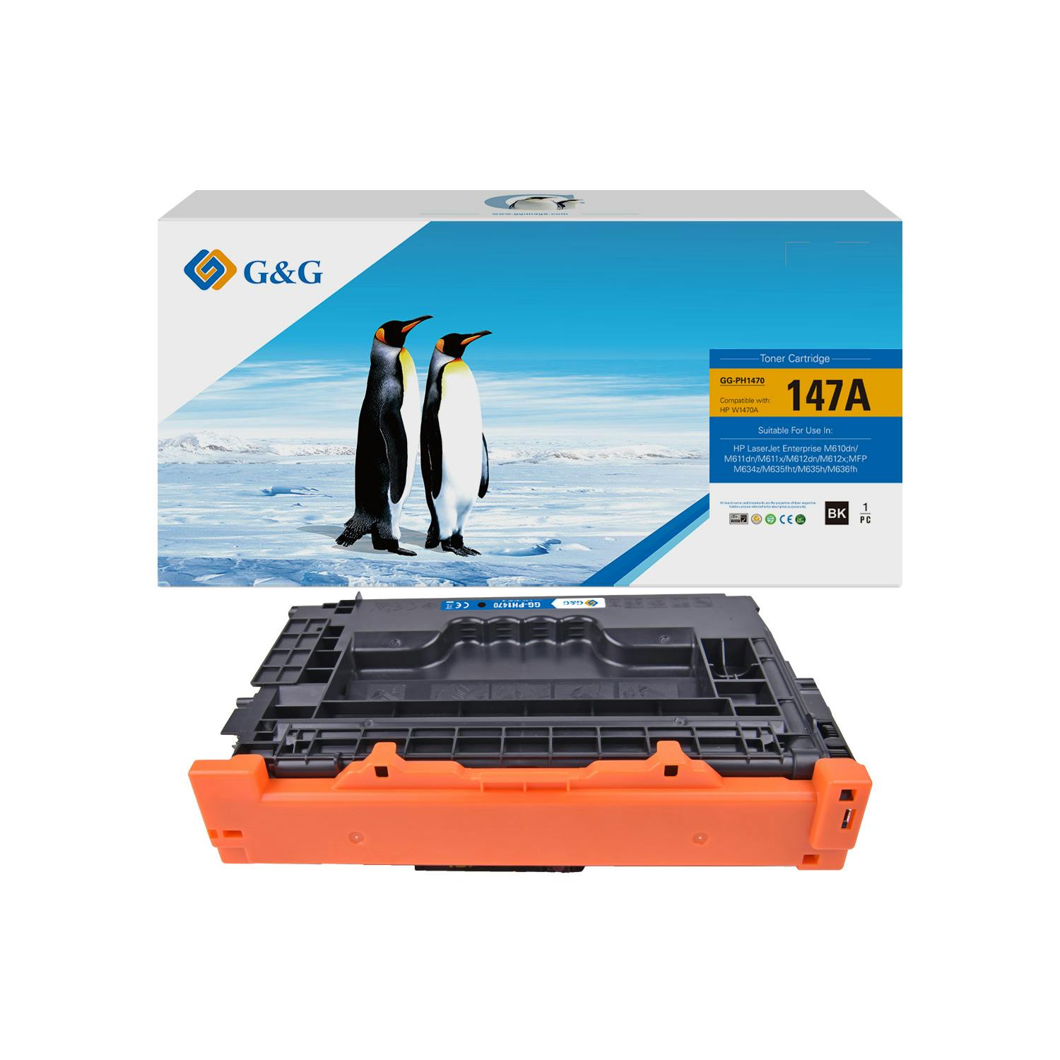 G&G Huismerk W1470A Tonercartridge Alternatief voor HP 147A Zwart 1 ...