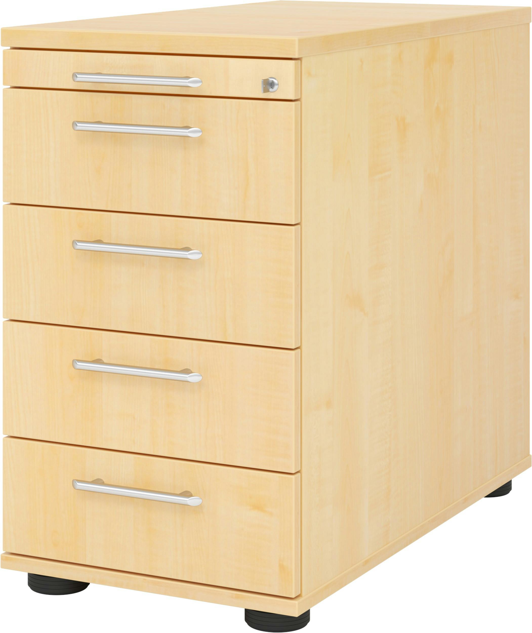 bümö Schreibtisch Schrank abschließbar, Schubladenschrank Holz in Ahorn ...