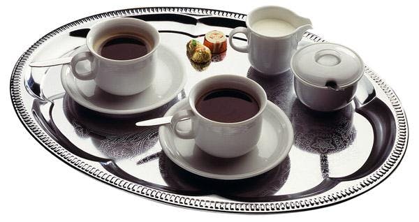 aro Bandeja cromada, oval, metal, 46 x 34 cm, prata, empilhável | Makro