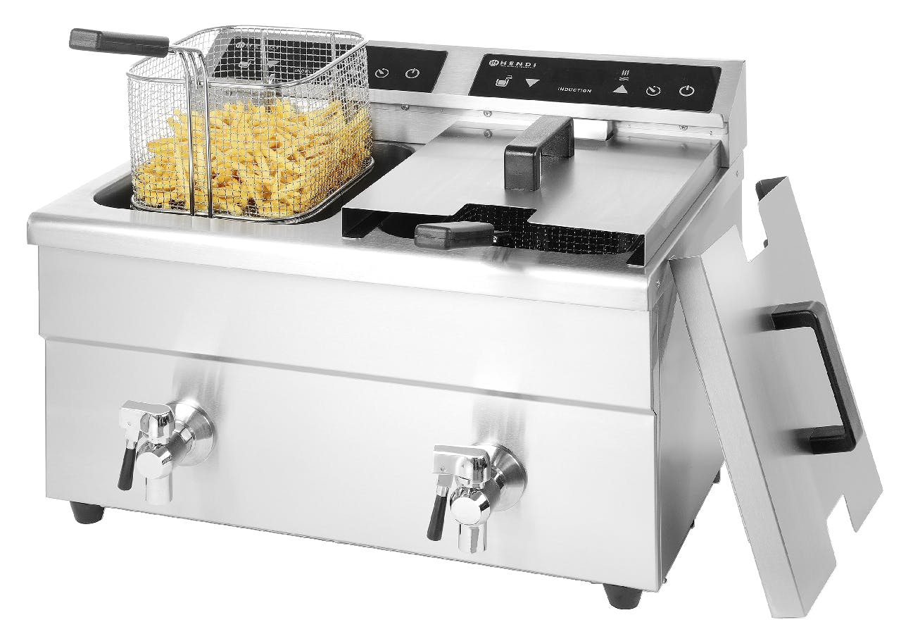 Friteuse à induction avec robinet de vidange - 2 x 8 l, HENDI, Profi ...