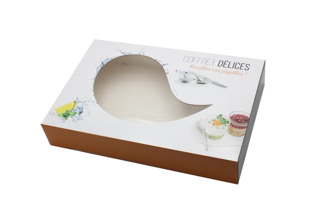 Coffret traiteur décor Délices avec fenêtre 460x310x80mm x50 JORIDEAL ...