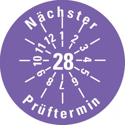 Dreifke® Prüfplakette Nächster Prüftermin 28, violett, Dokumentenfolie, Ø 30mm, 18 Stk. | METRO