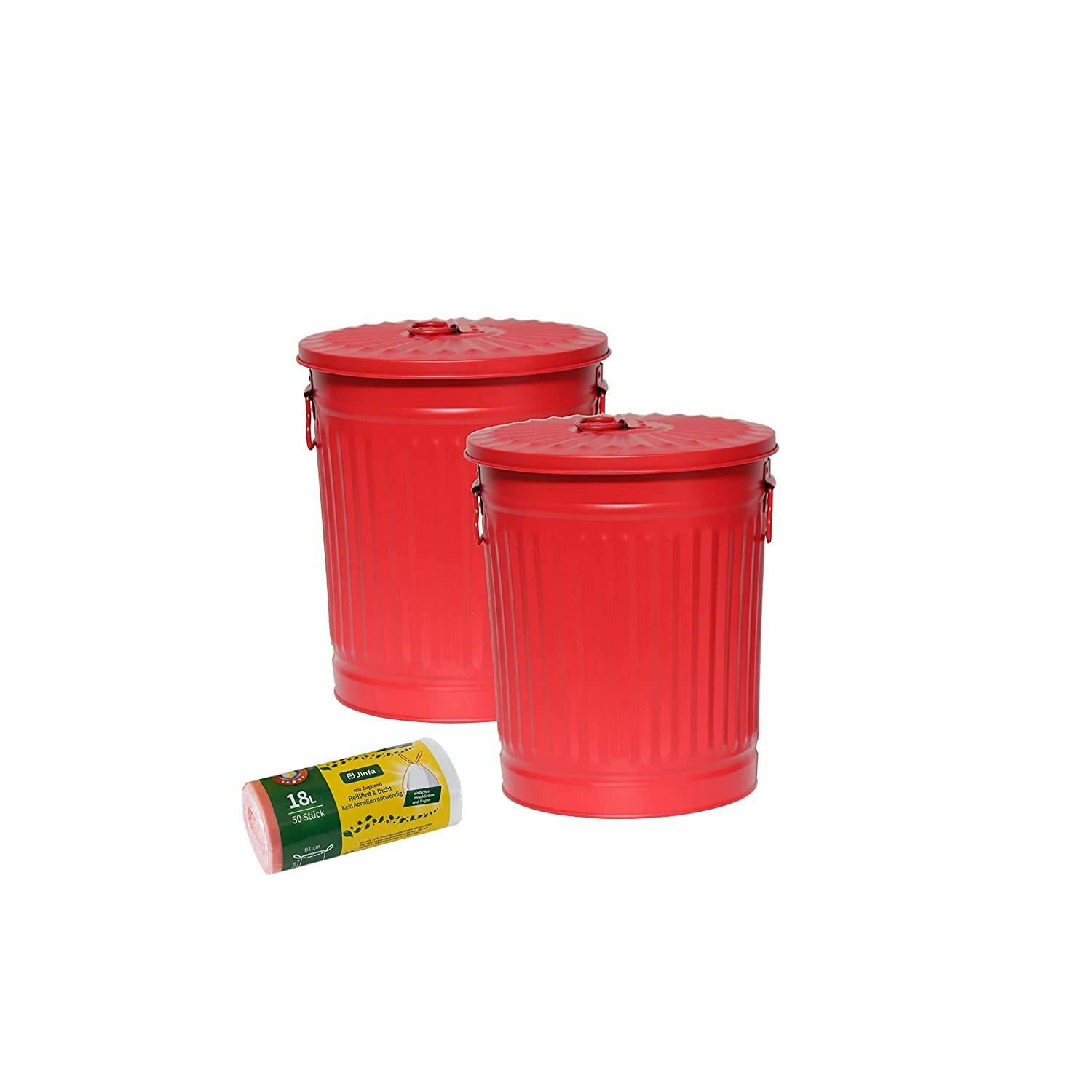 Jinfa 2er-Set Retrodesign Mülleimer mit Griffen und Deckel + 50 ...