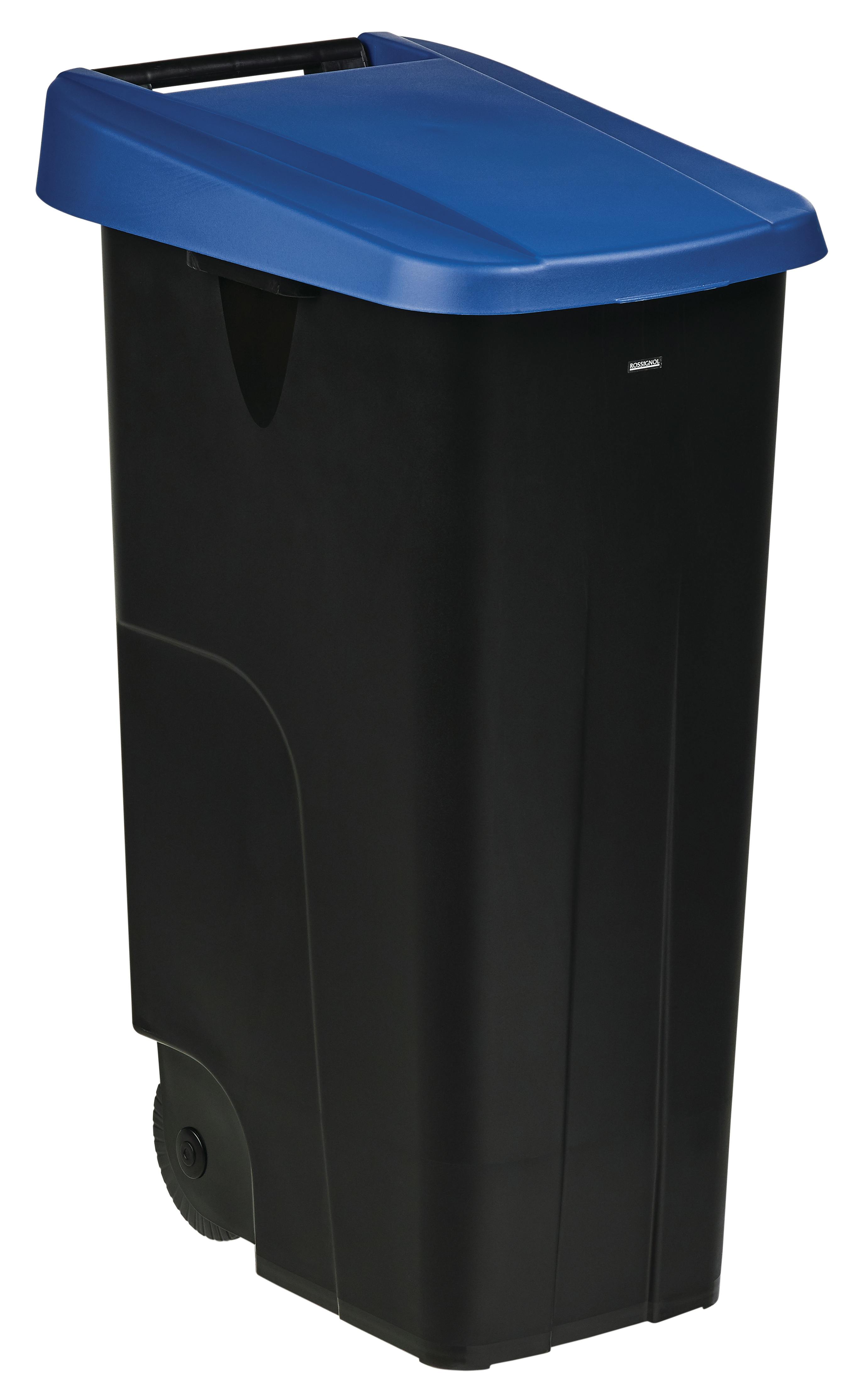 Rossignol - Poubelle 110L mobile couvercle plein MOVATRI GREEN - bleu ...