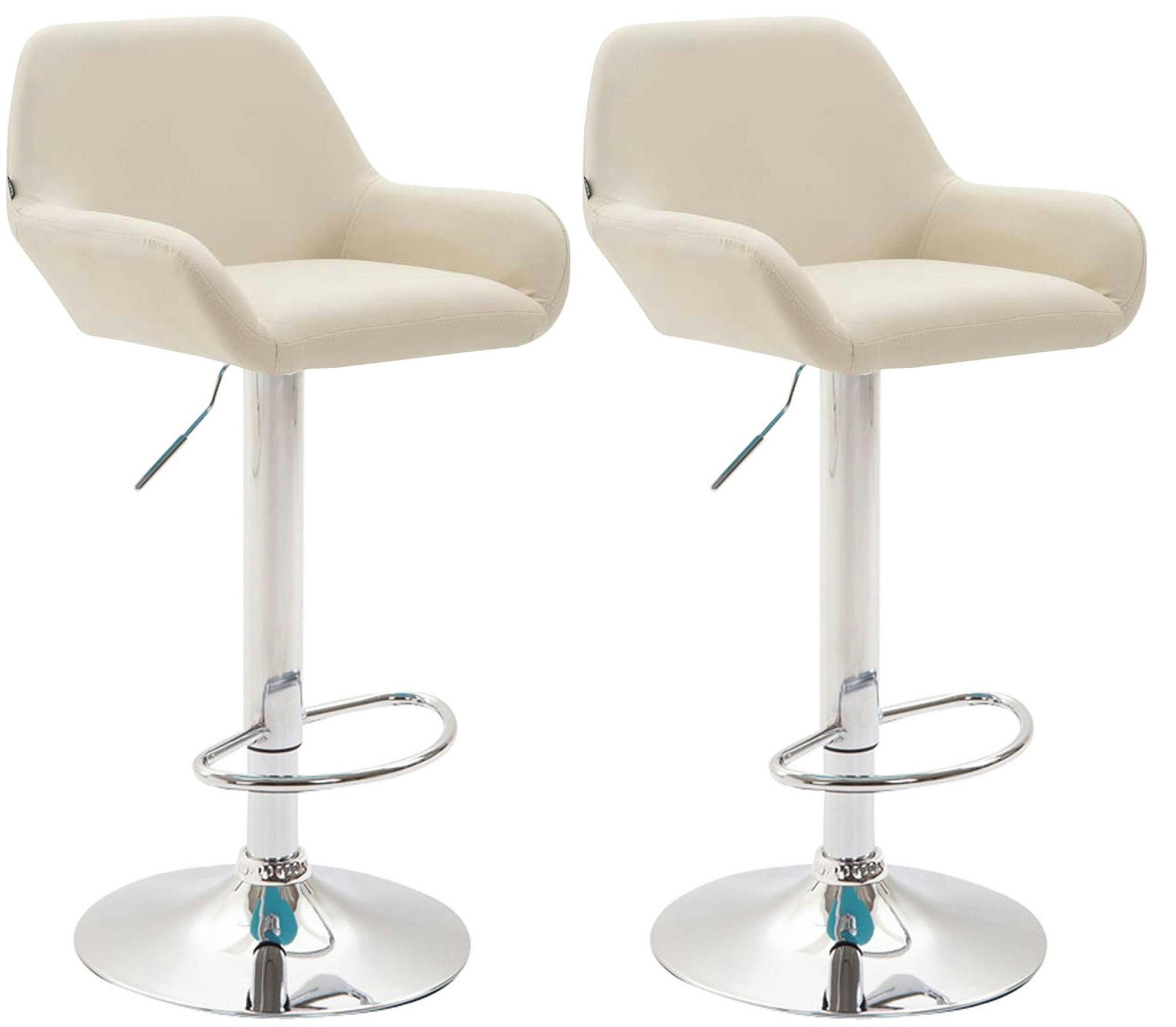 DELUKE® Barhocker 2er Set DUBLIN - Creme, Kunstleder, Chrom | Barhocker mit Lehne Barstuhl ...