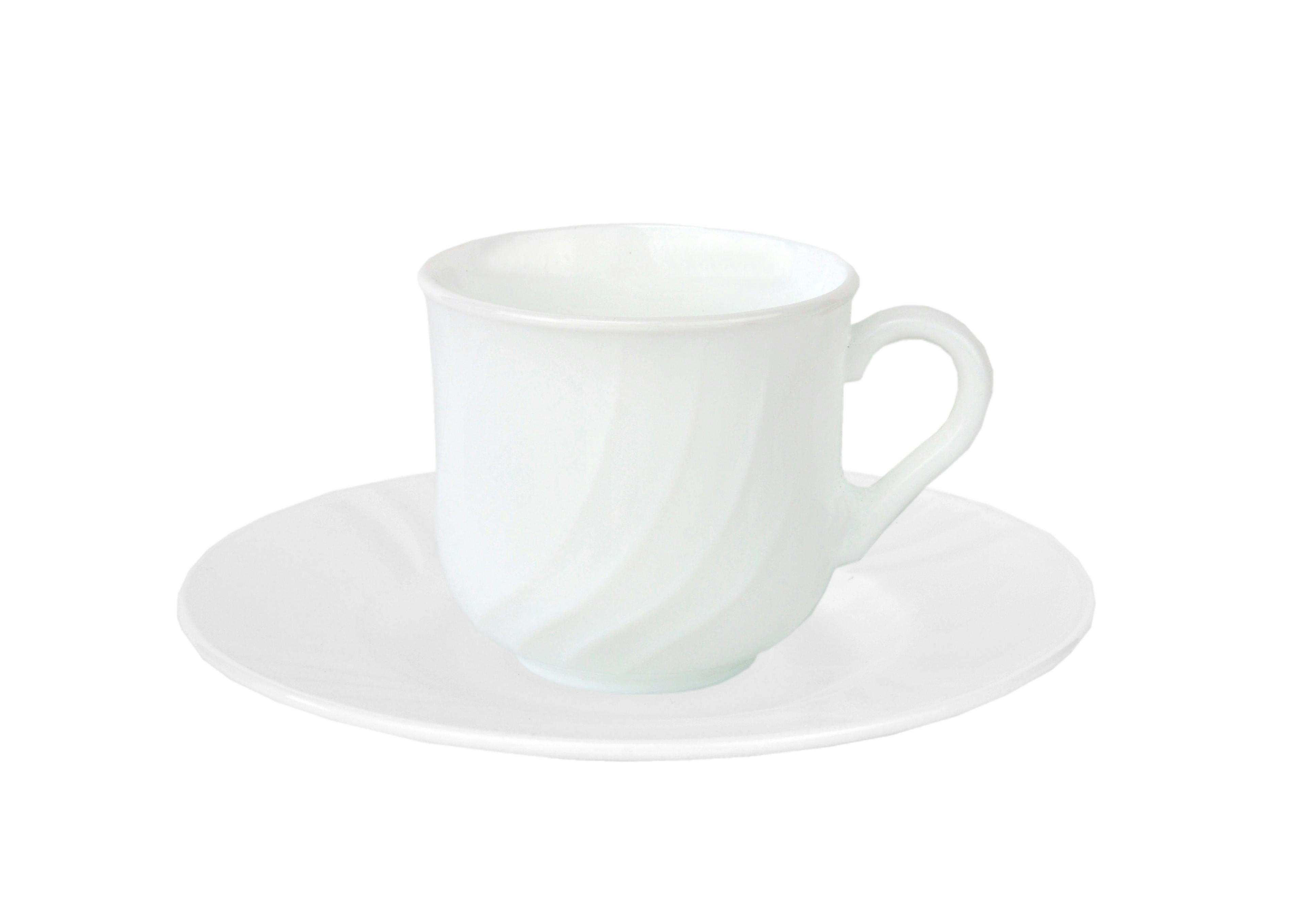 12er Set Kaffeetasse 23,5 cl mit Untertasse 15,5cm Ebro aus Opal ...