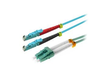 Helos LWL Patchkabel E2000® (LSH)/LC Duplex 50/125µm OM3 aqua 10,0m | METRO