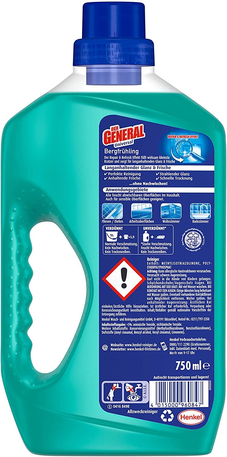 Der General Allzweckreiniger Bergfrühling Reinigungsmittel 750 ml ...