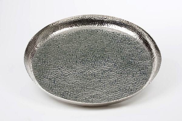 Tablett rund, gehämmert, Groß Höhe 5,0 cm Durchmesser 57,0 cm Gewicht 1 ...