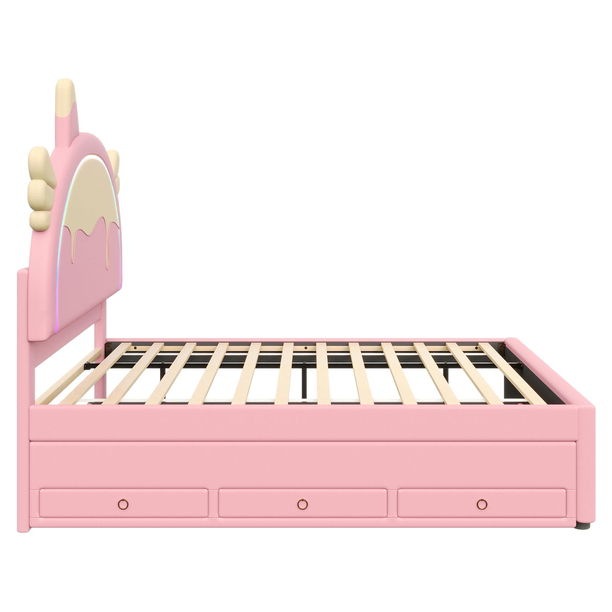 Merax 140*200cm Polsterbett, ausgestattet mit ausziehbares rollbett, PU ...