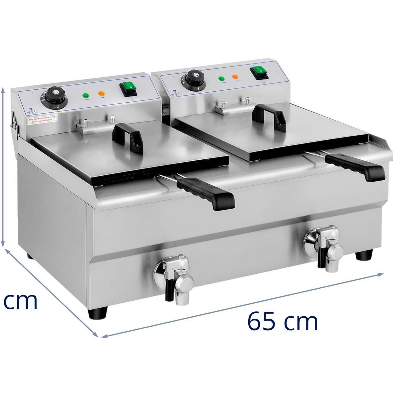 Royal Catering Friggitrice elettrica - 2 x 13 litri - Rubinetto di ...