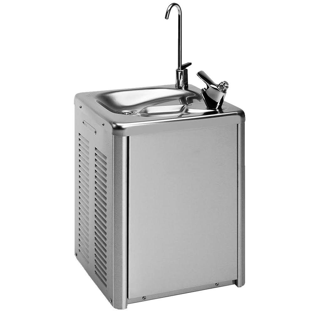 Fontanário de água fria com torneira para beber e torneira para ...