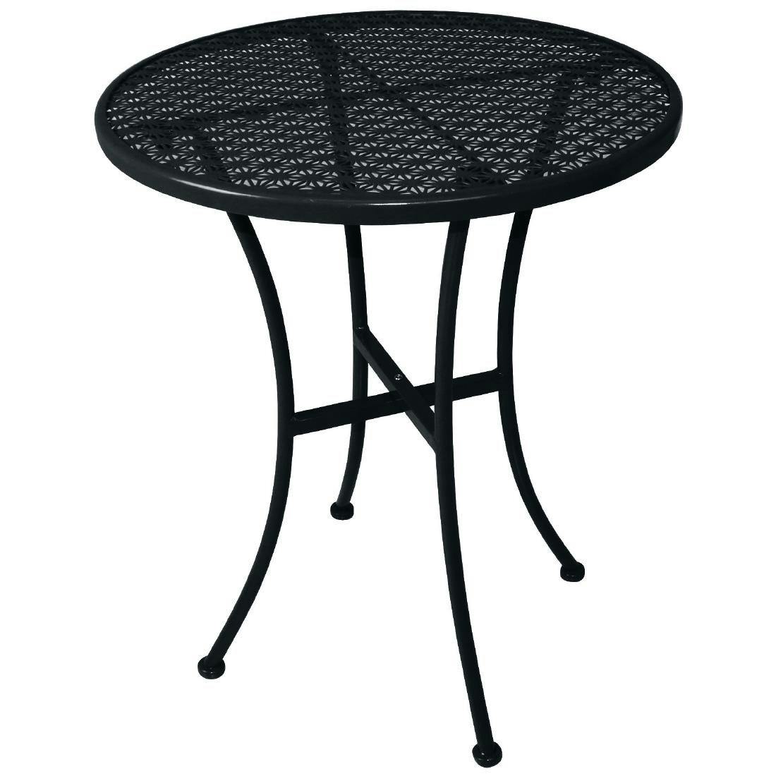 Table bistro ronde en acier ajouré Bolero noire 600mm (lot de 15) | METRO