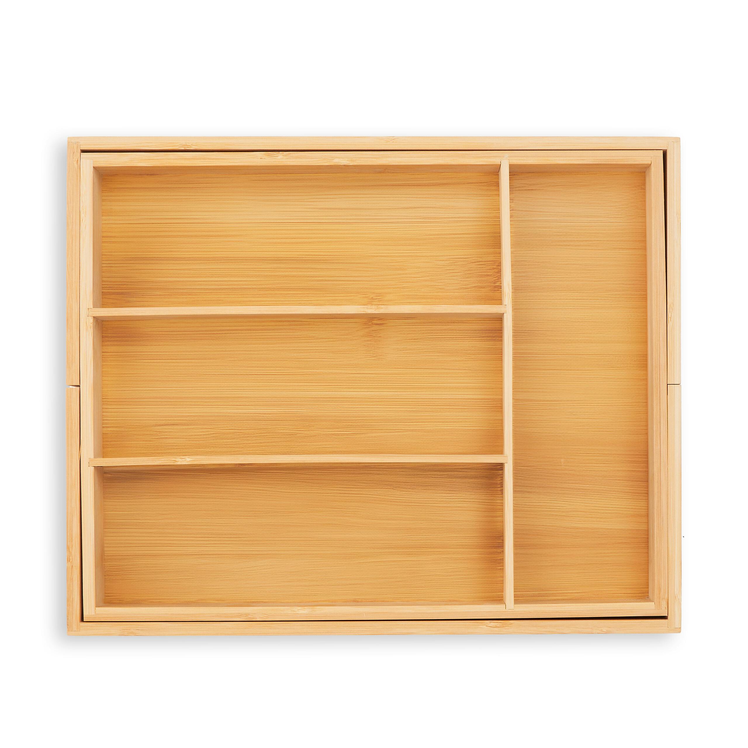 Relaxdays Besteckkasten ausziehbar, Bambus, HBT: 5 x 29-47,5 x 35,5 cm, 4-6 Fächer ...