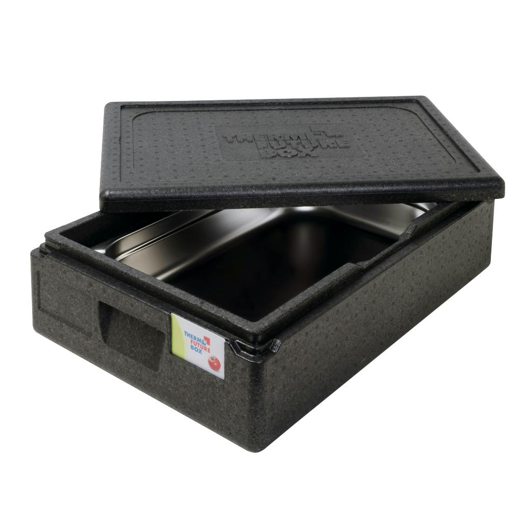 Thermo Future Box, GN 1/1 Premium, Isolierbox schwarz mit Deckel, 117 mm tief, 21 Liter, robust ...