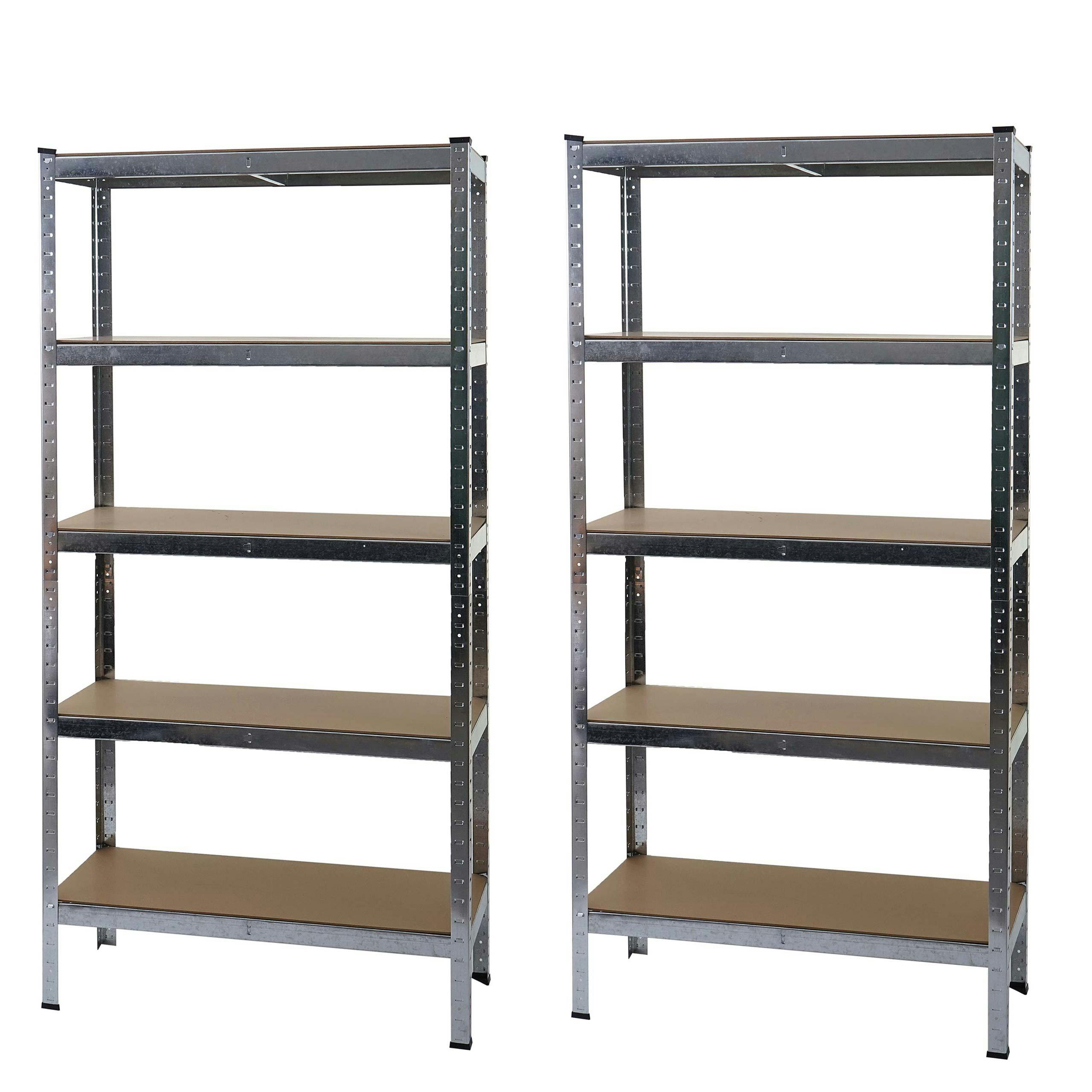 2er-Set Schwerlastregal HWC-E33, Kellerregal Steckregal Lagerregal, 875kg Stahl 5 Böden ...