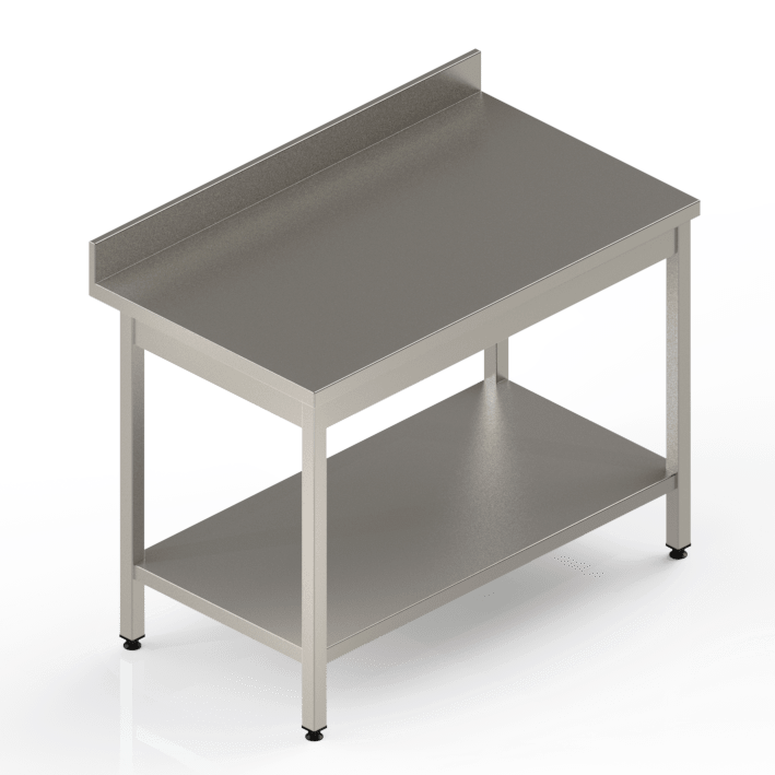 REALINOX Table adossée std 15/10 pieds carrés + étagère 2100x700x900 ...