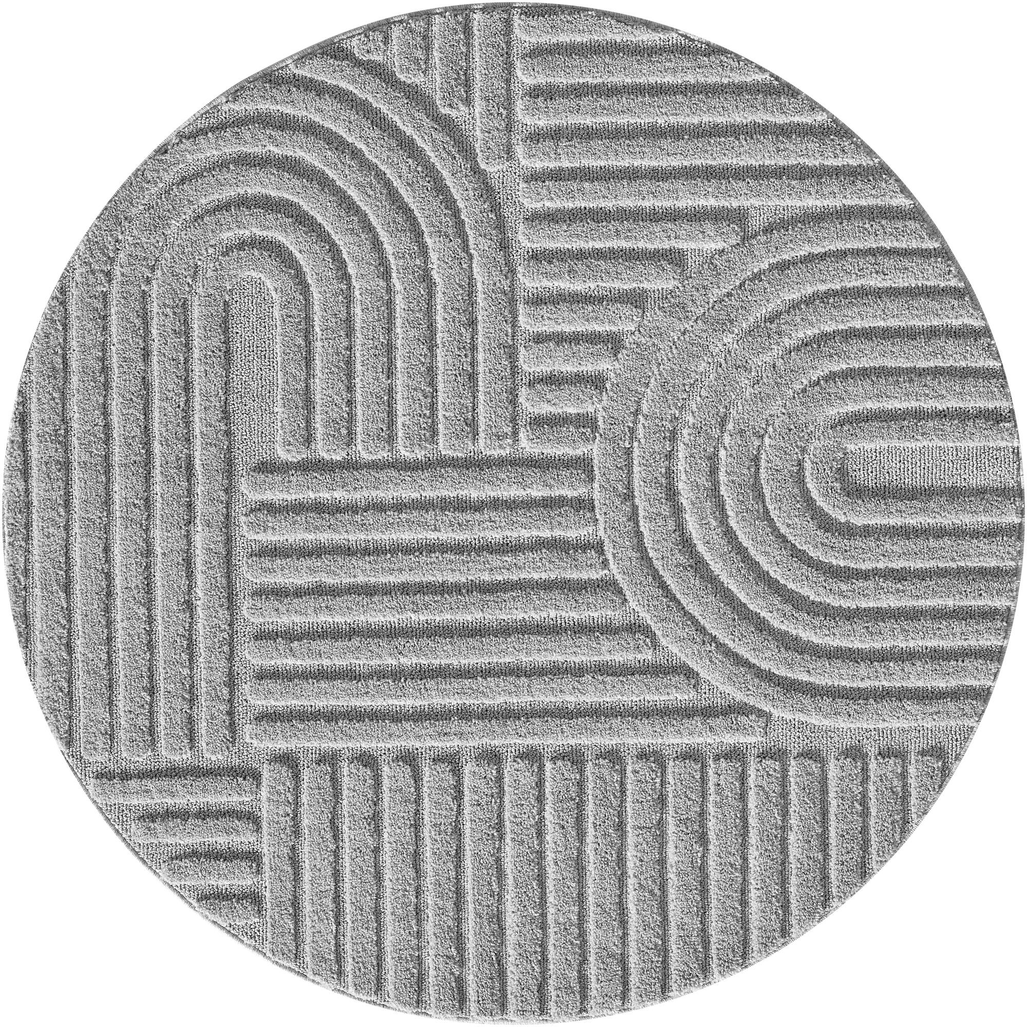 Carpetsale24 Teppich Rund 160 cm Grau, Hochflor Wohnzimmer Teppich ...