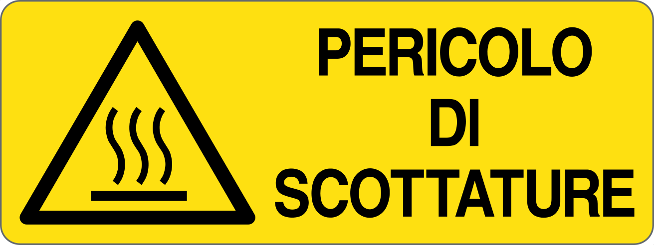 cartello alluminio 333x125 mm pericolo di scottature | METRO