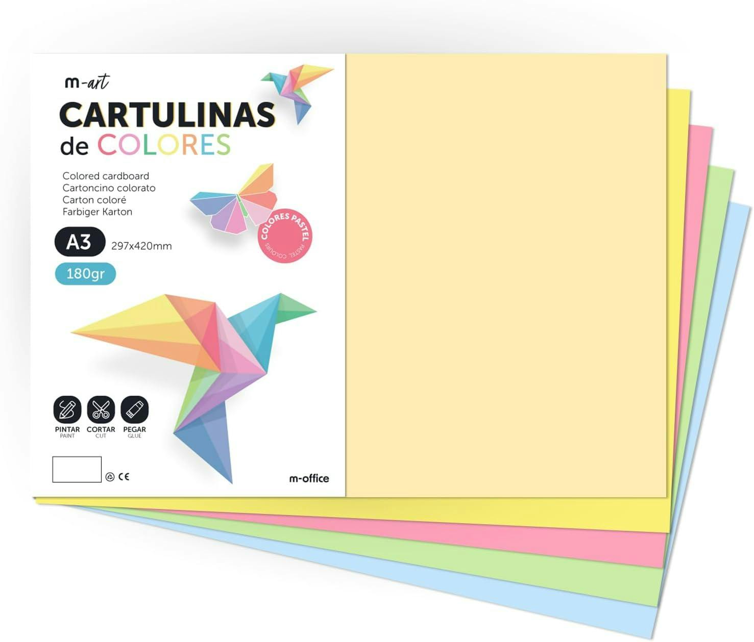 Cartulina de Colores, Cartulina A3 Colores Intensos,Hojas de Colores ...