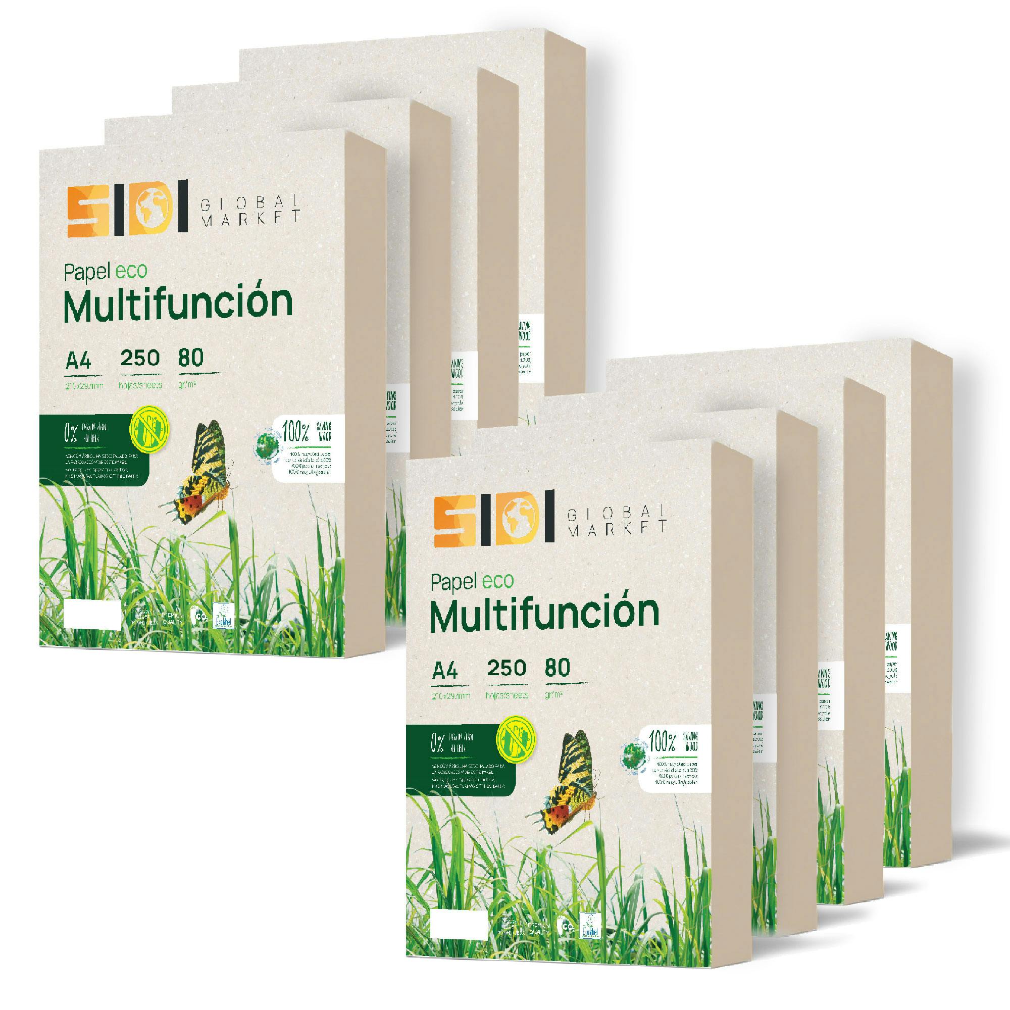 Paquete de Folios A4 80gr, Papel para Fotocopias e Impresora, 250 ...