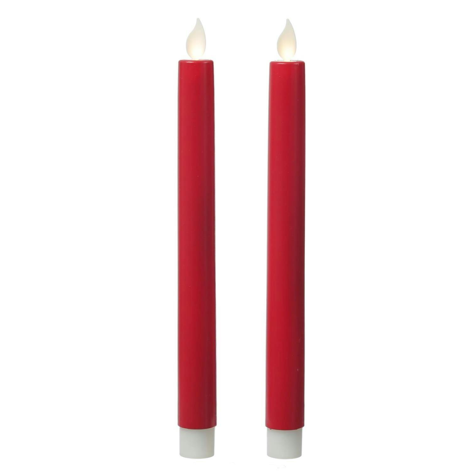 LED Stabkerzen Tafelkerzen bewegliche Flamme H: 24cm 2er Set rot | METRO