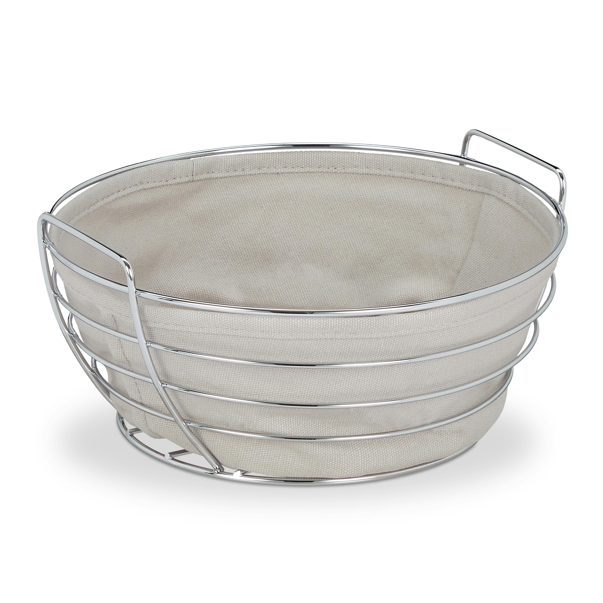 Relaxdays Brotkorb Metall, mit entnehmbarem Stoffeinsatz, rund ...