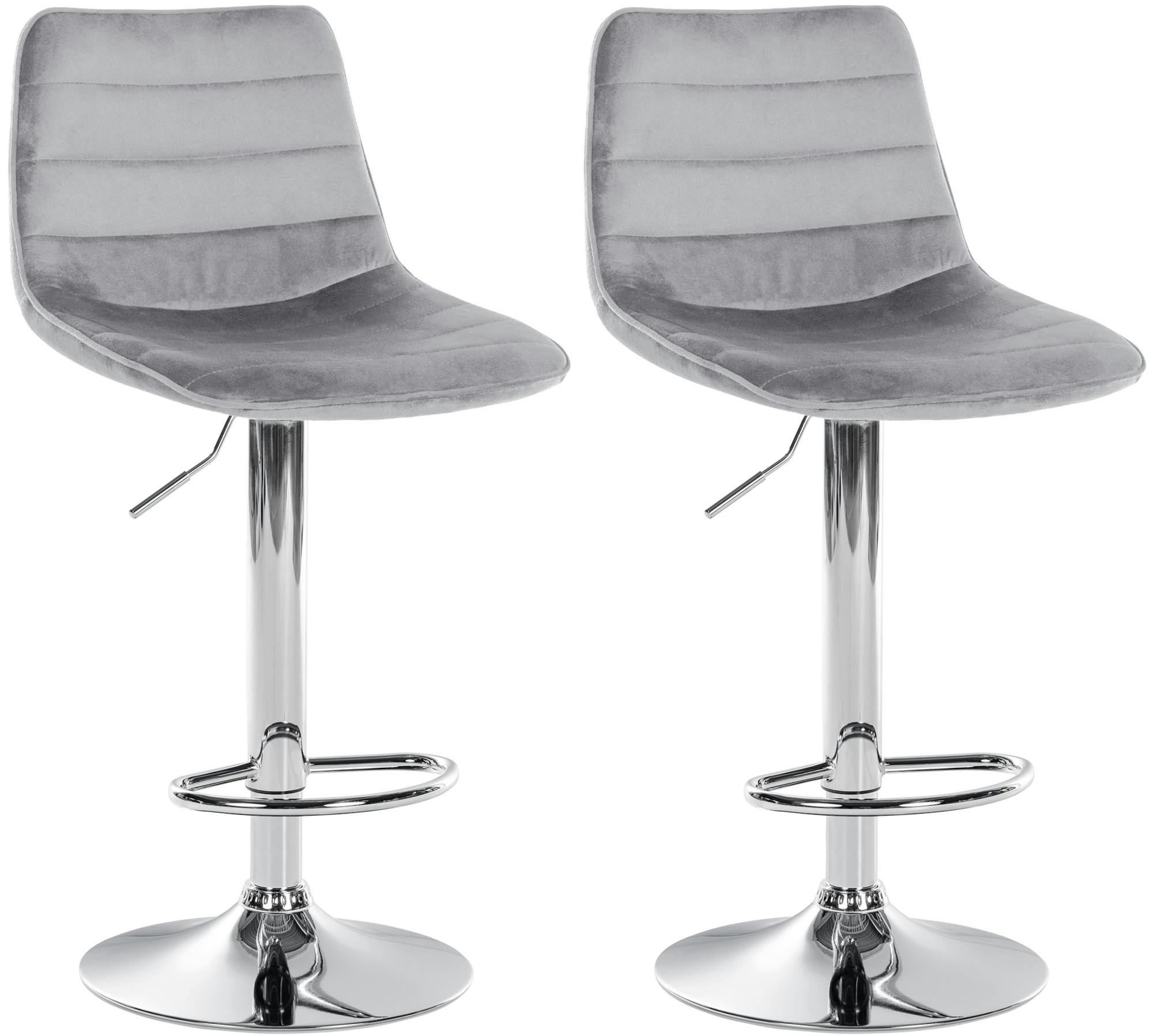 2er Set Barhocker Lex Samt grau/chrom | METRO