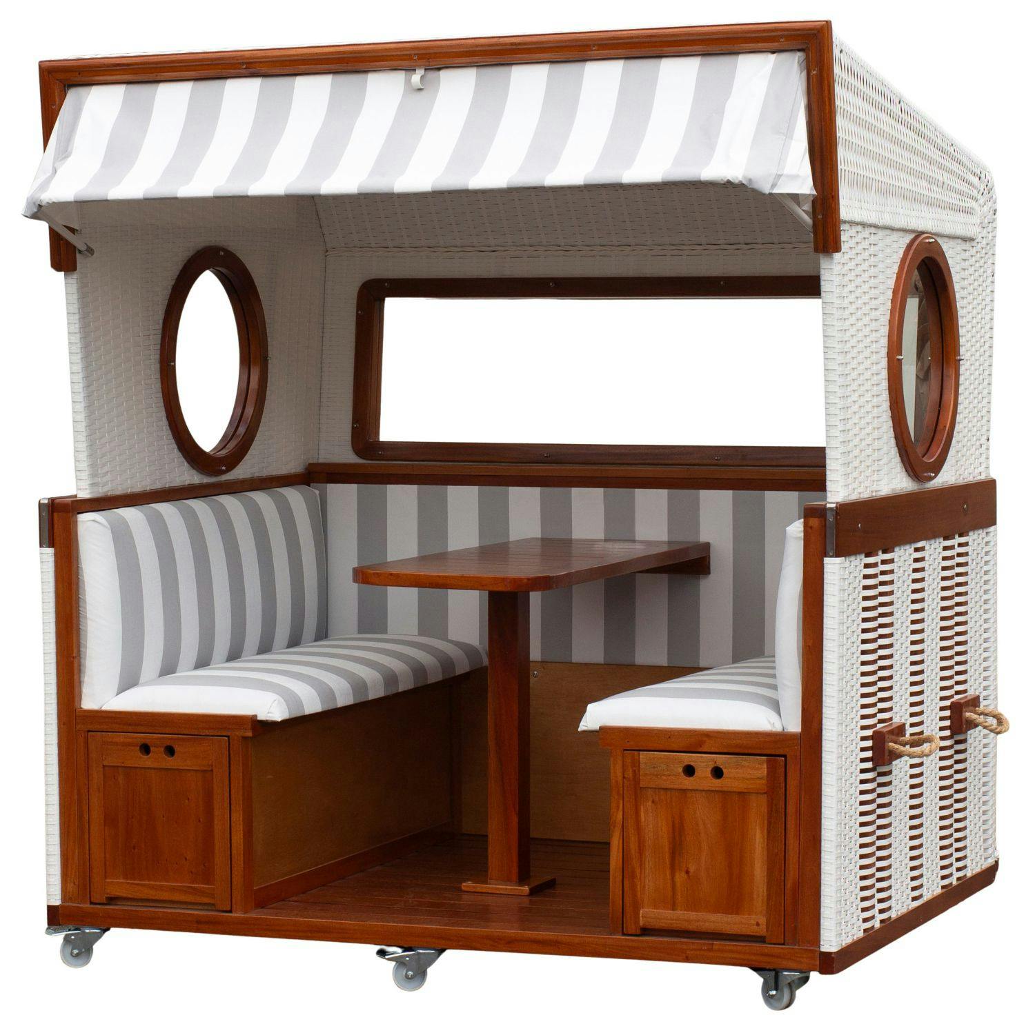 Gosch-Lounge Strandkorb 6-Sitzer Mahagoni - PE weiß - Modell 989 | METRO